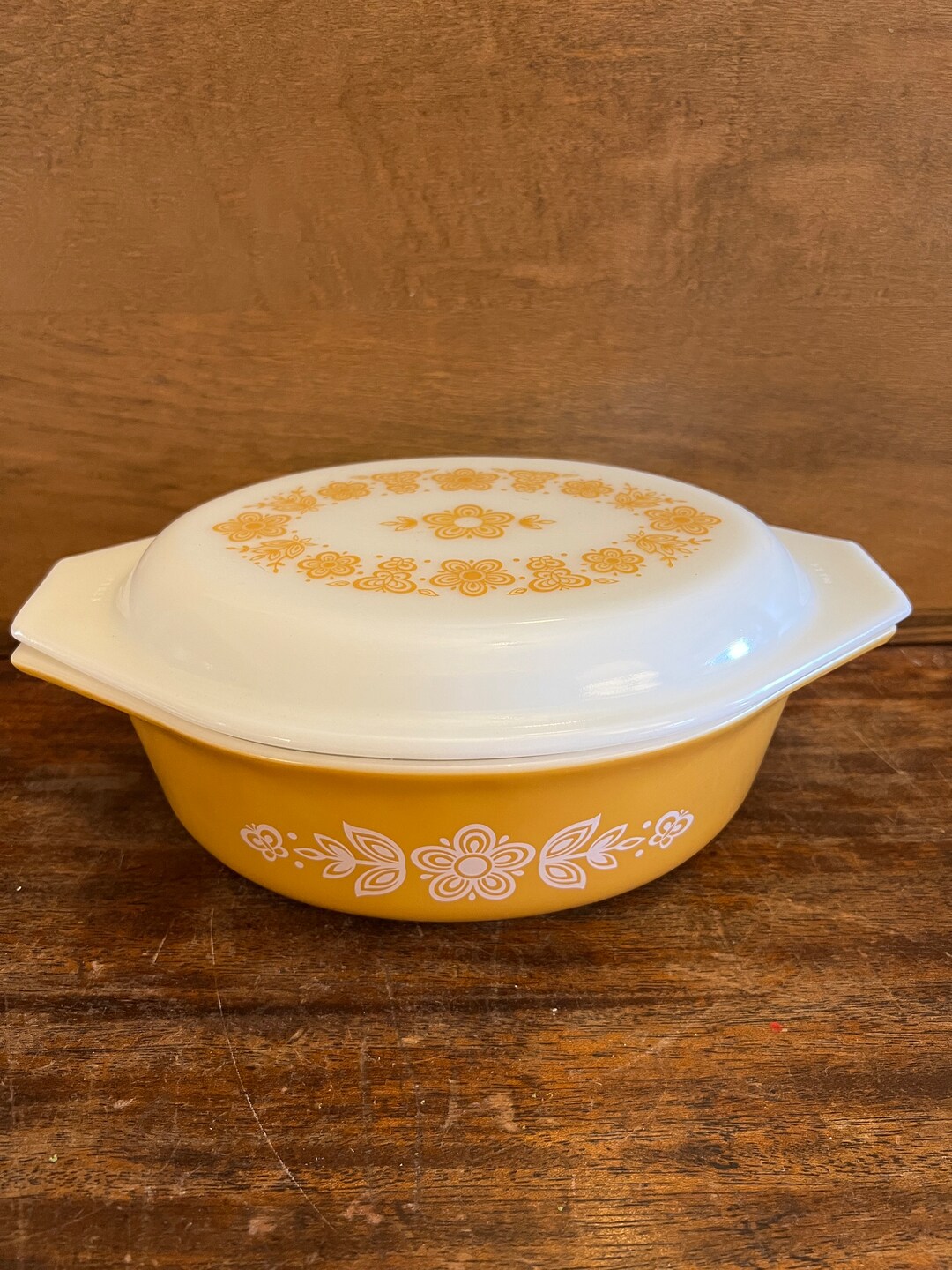 Pyrex Butterfly Gold 043 1 1/2 Quart Oval Casserole Baking Dish With ...