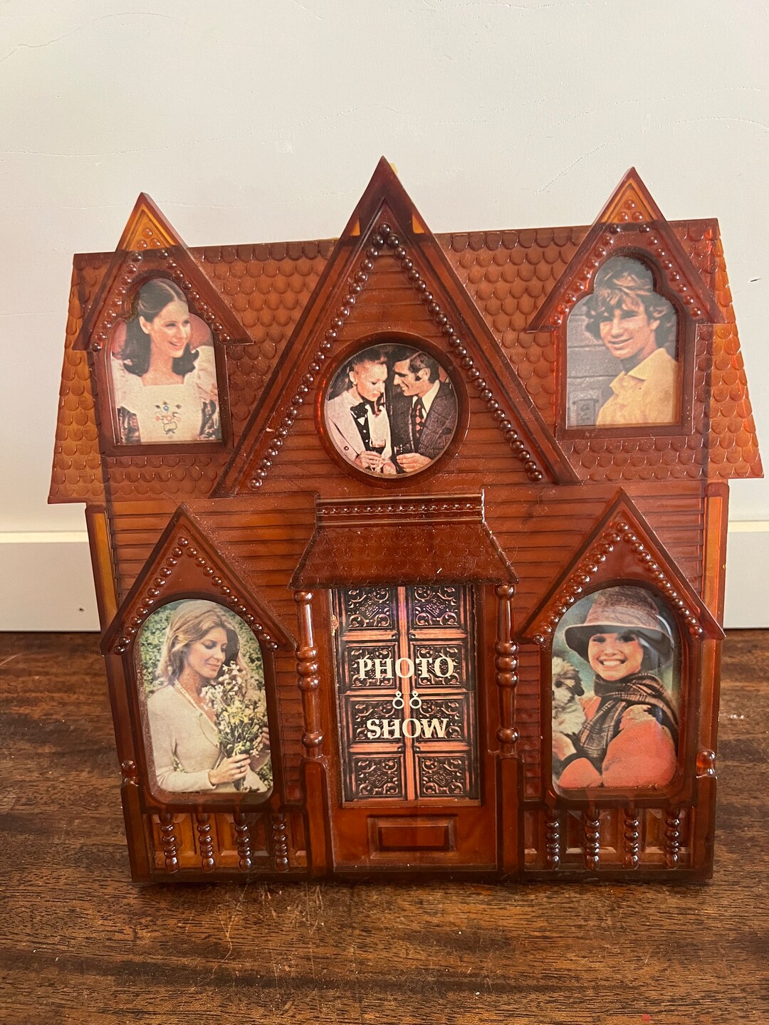 Rare Vintage House Shaped Picture Frame, Plastic 6 Photo Frame, Lucite ...