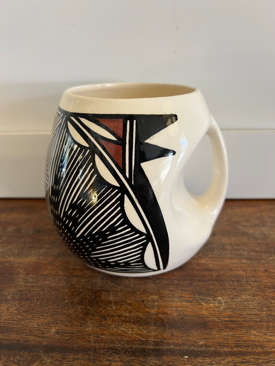 Large Glazed Ceramic Mug Acoma Pueblo New Mexico / Signed by Artist ...