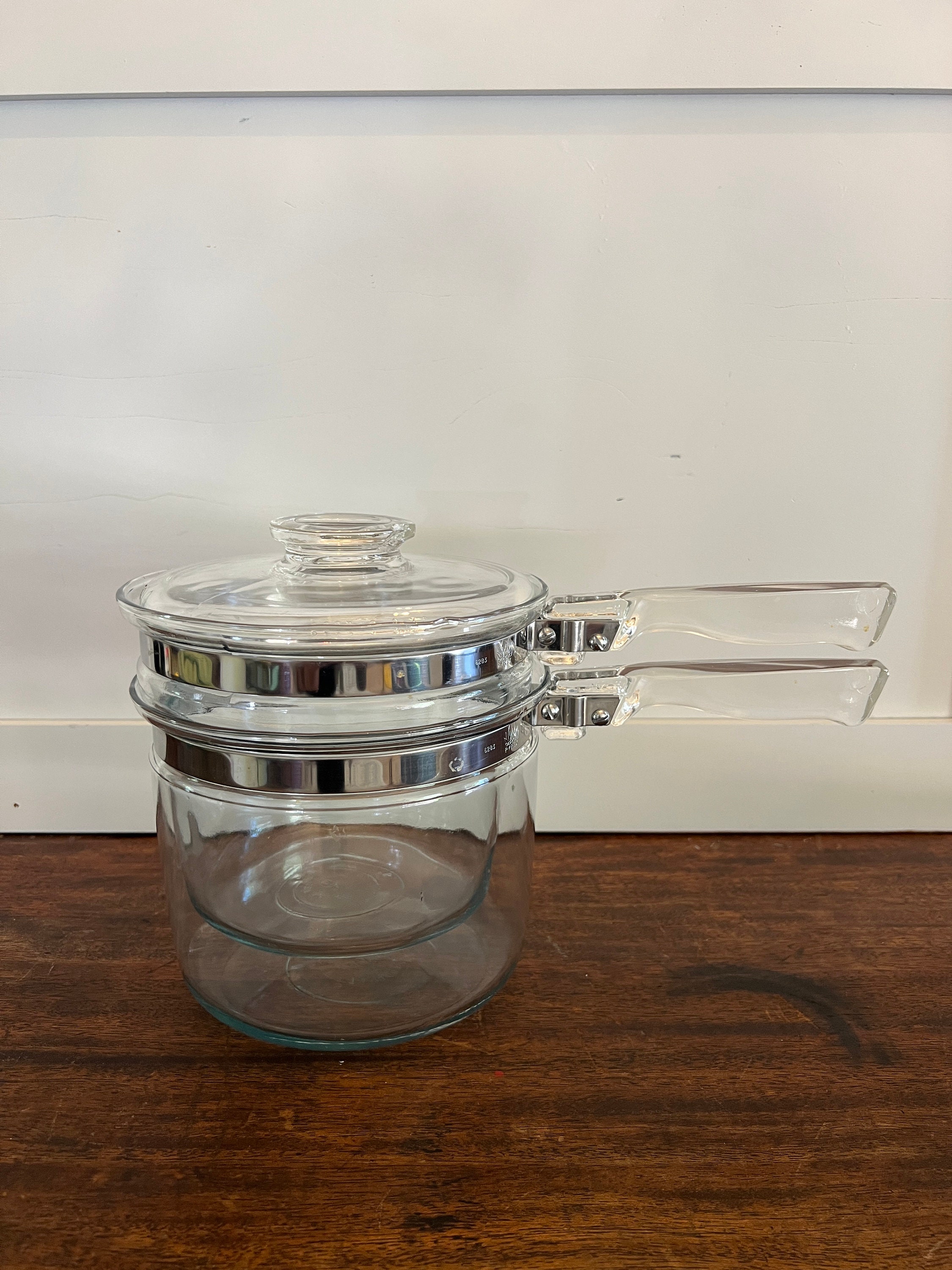 Vintage Pyrex Flameware Double Boiler and Insert With Lid - Etsy