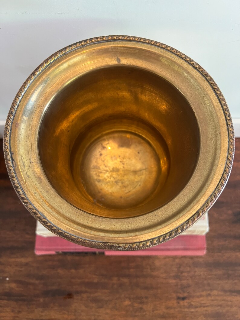 Vintage Brass Trophy Urn Champagne Bucket Double Handle Footed Pedestal ...