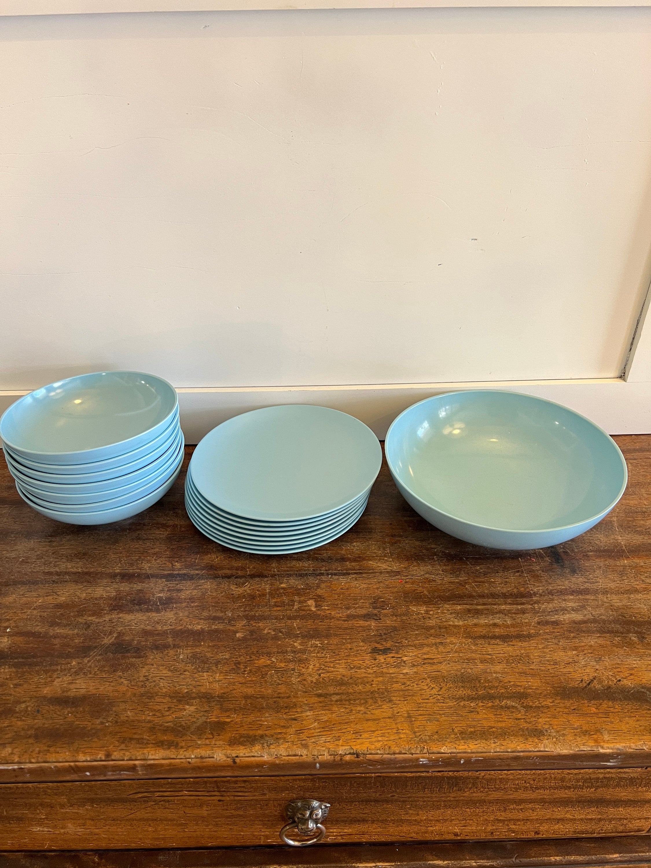 33pc Vintage TEXAS-WARE Melamine Dinnerware Blue Flowers Blue Floral ...