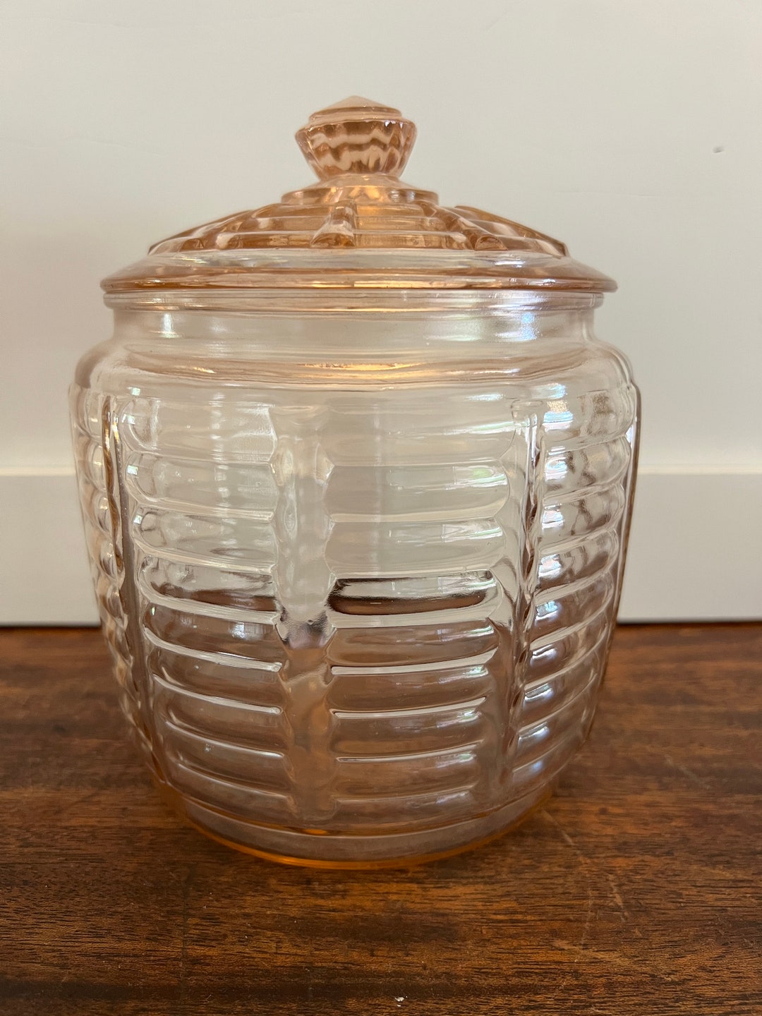 Anchor Hocking, Biscuit Jar, Pink, Depression Glass, Beehive Glass,pink ...