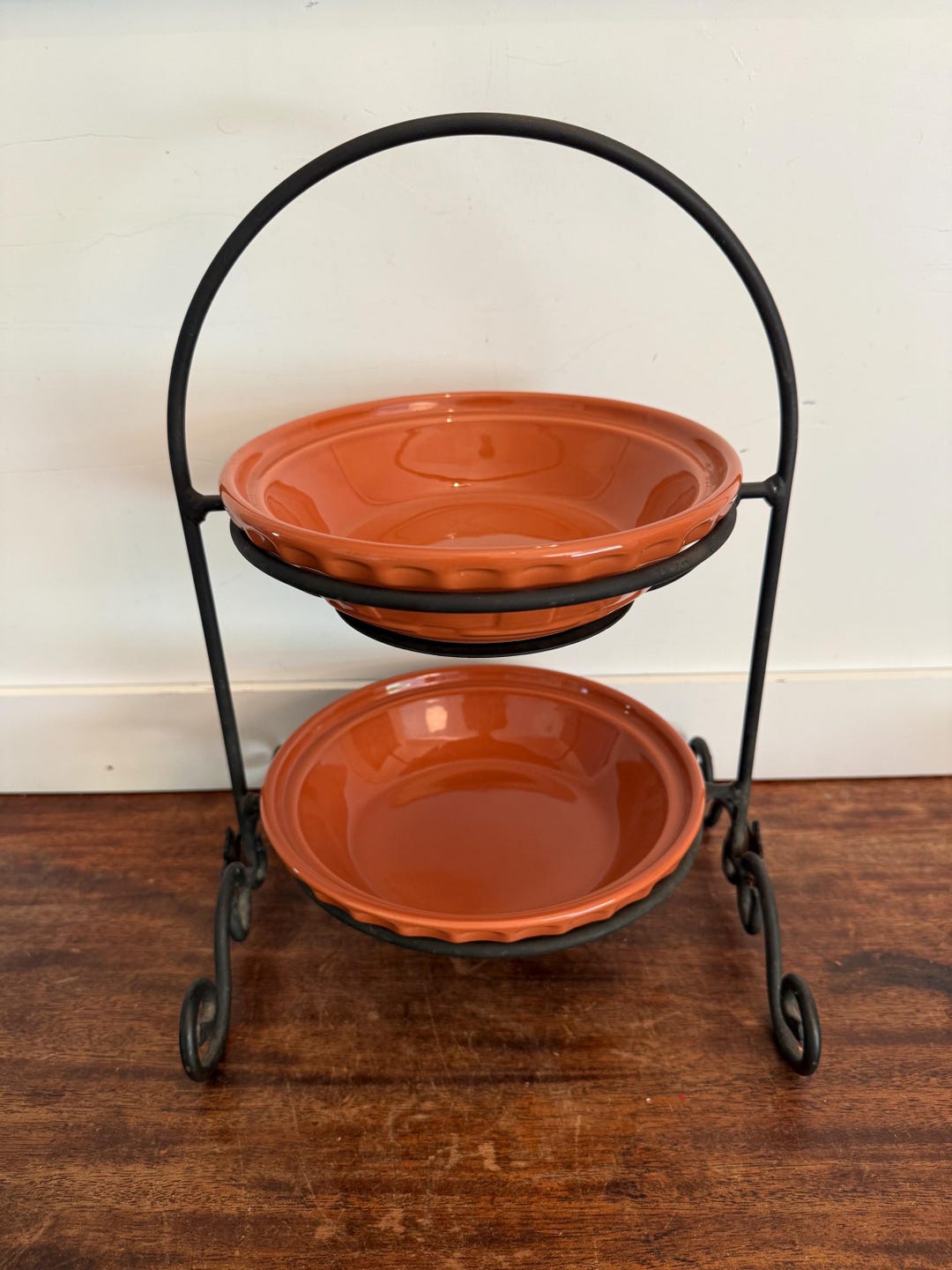 Longaberger Pottery Pie Plate Set: Orange Two-tier Farmhouse Decor - Etsy
