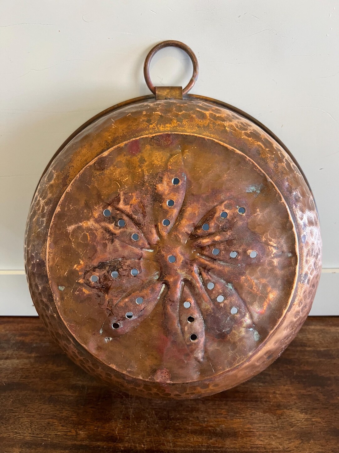 Antique Hand Hammered Vintage Farmhouse Solid Copper Colander or ...