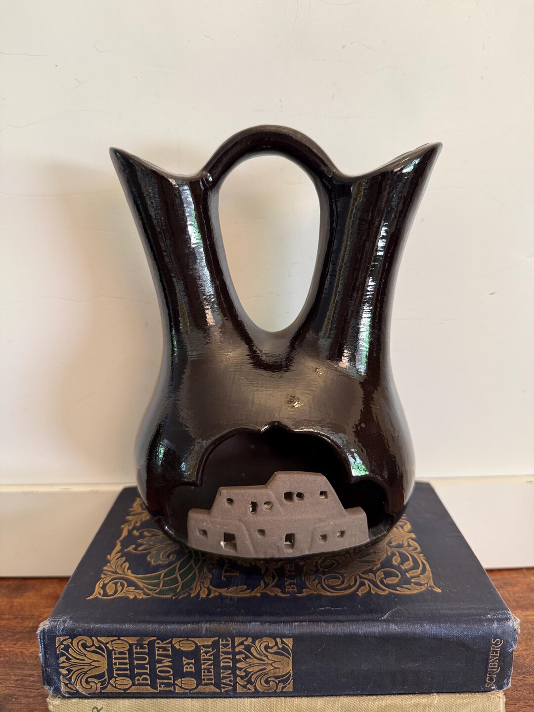 Southwestern Pueblo Pottery Wedding Vase – Black Glazed With Pueblo ...