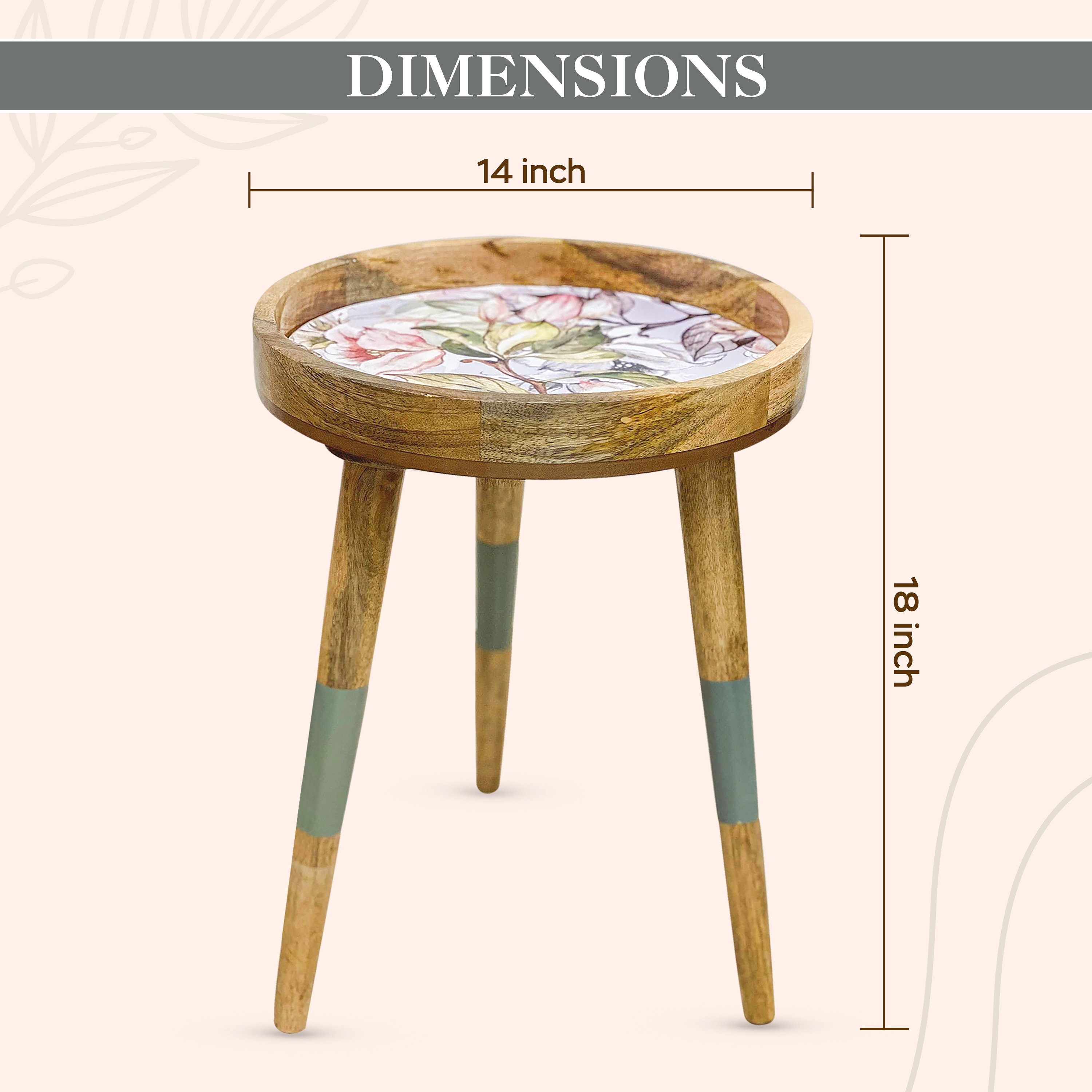 Round Wooden Side Table, End Table for Living Room, Bedside, Peg Table, Accent Furniture, Home ...
