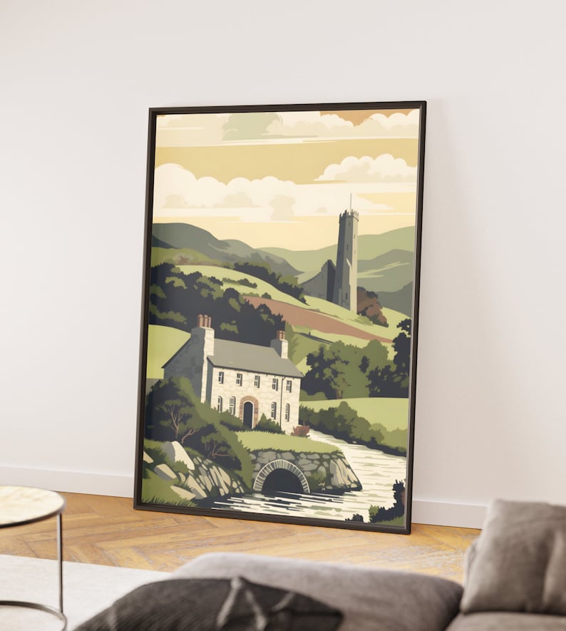 2 of Vintage Travel Poster Inspired by Welsh Landscapes, Digital Wall ...