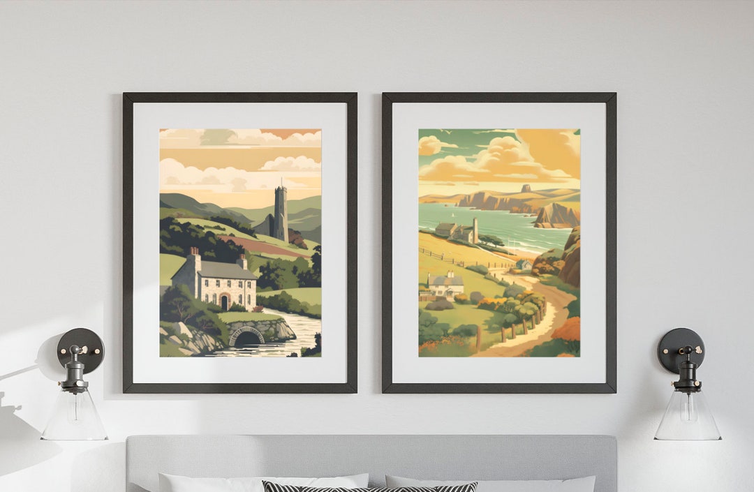 2 of Vintage Travel Poster Inspired by Welsh Landscapes, Digital Wall ...
