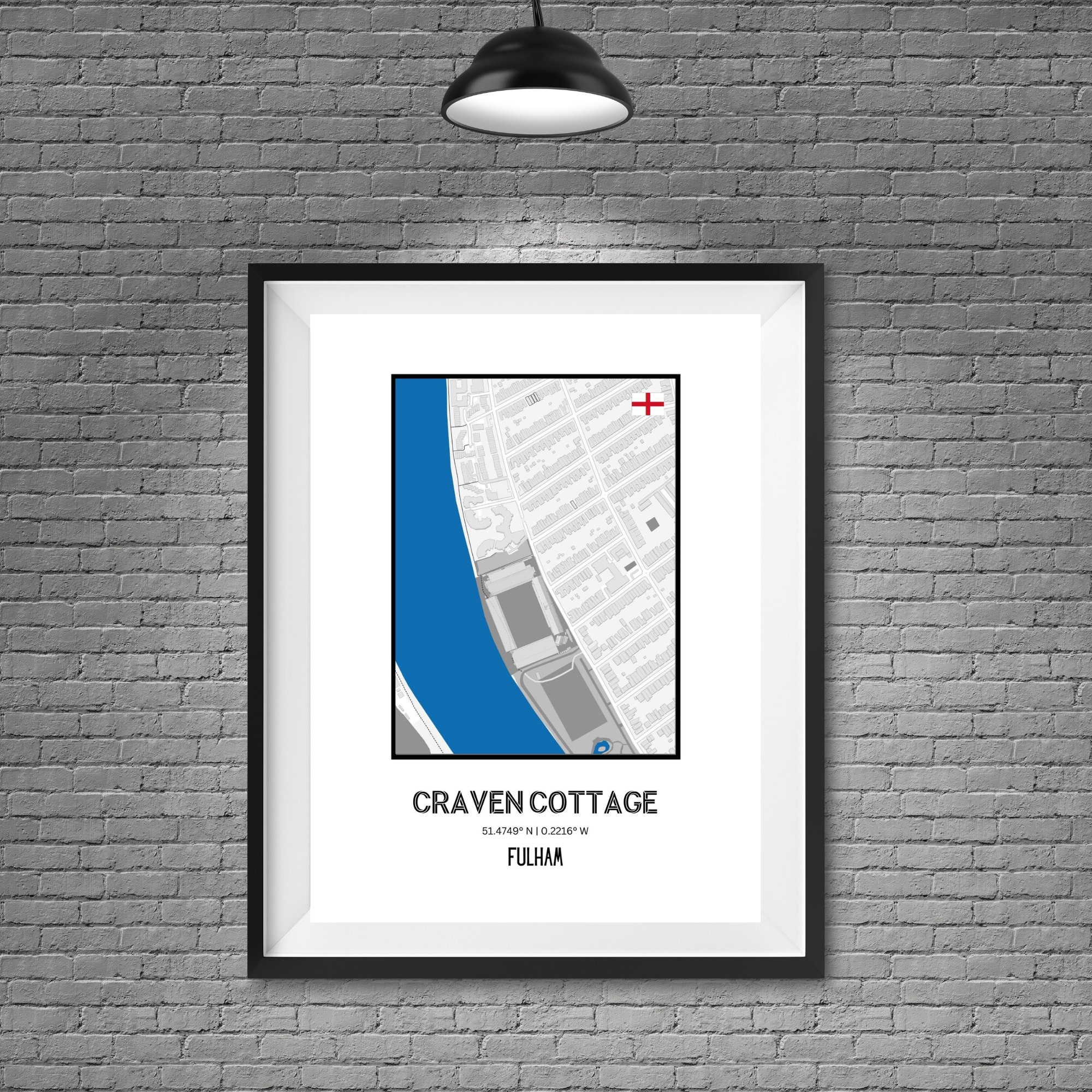 Fulham Stadium Print, Craven Cottage, Stadium Map Print , Stadium Wall ...