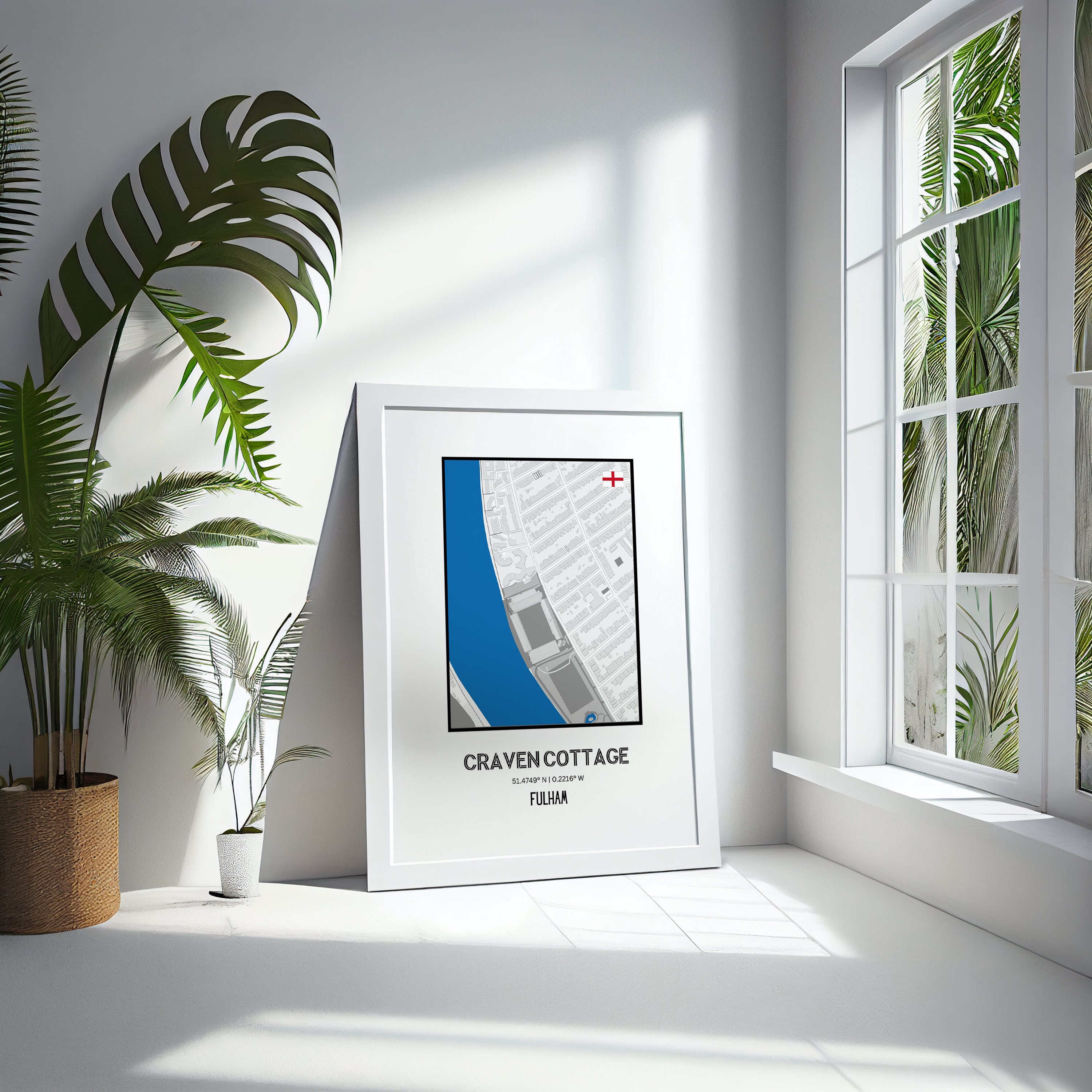Fulham Stadium Print, Craven Cottage, Stadium Map Print , Stadium Wall ...