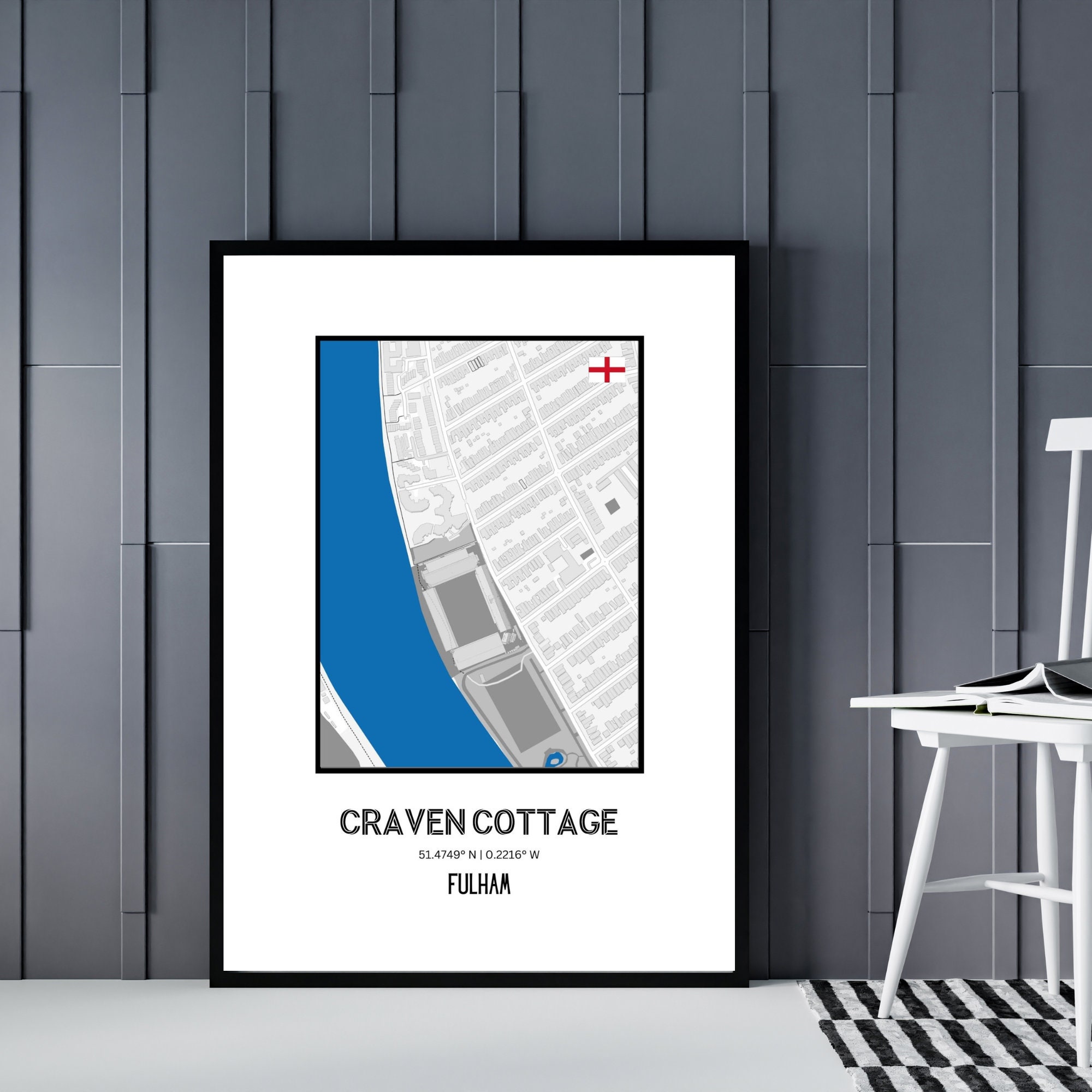 Fulham Stadium Print, Craven Cottage, Stadium Map Print , Stadium Wall ...