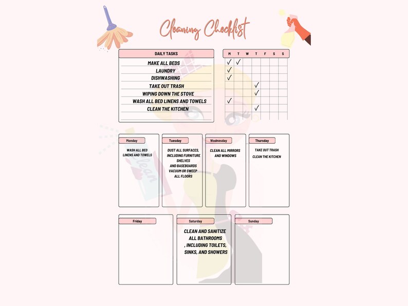 Cleaning Checklist Planner: Simplify Your Cleaning Routine - Etsy
