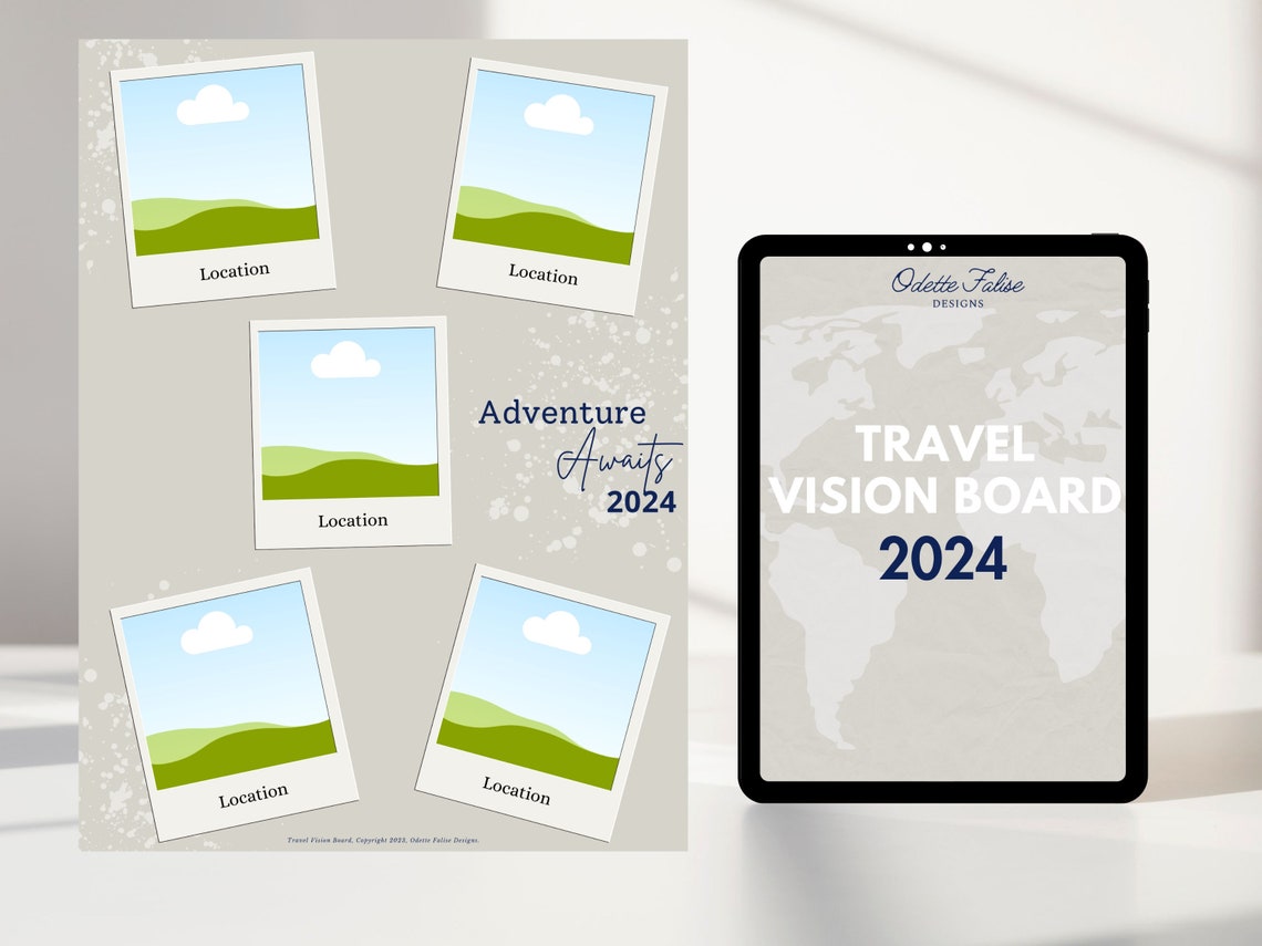 2024 Travel Vision Board Template for CANVA, Canva List, Editable ...