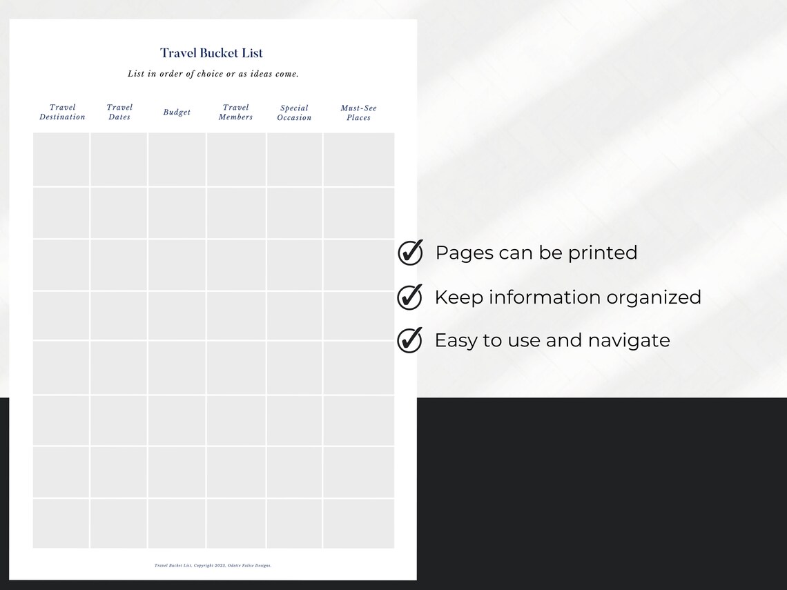 Printable Travel Bucket List Template, Canva List, Printable Template ...