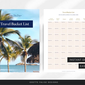 Travel Bucket List Template for CANVA, Canva List, Editable Template ...