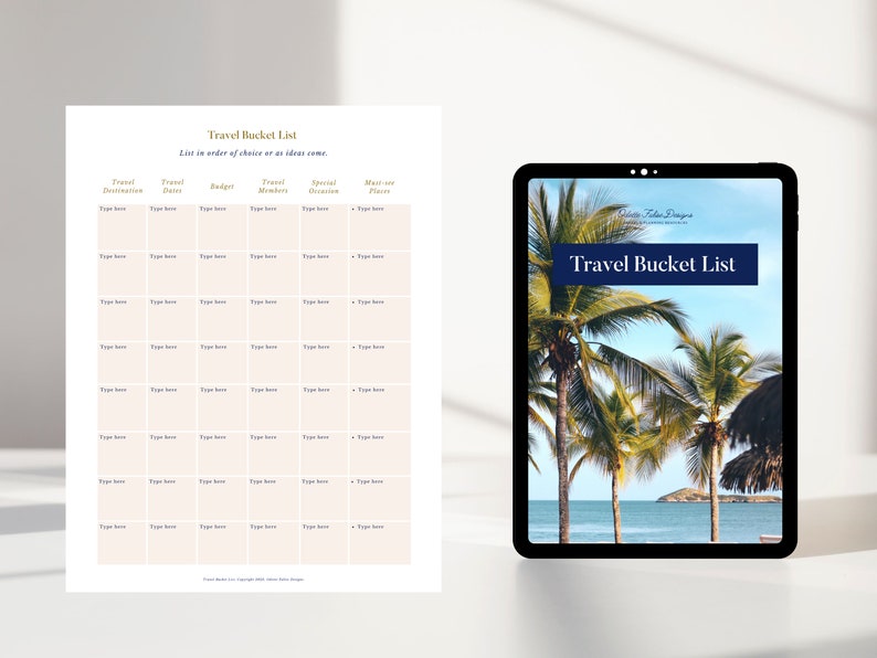 Travel Bucket List Template for CANVA, Canva List, Editable Template ...