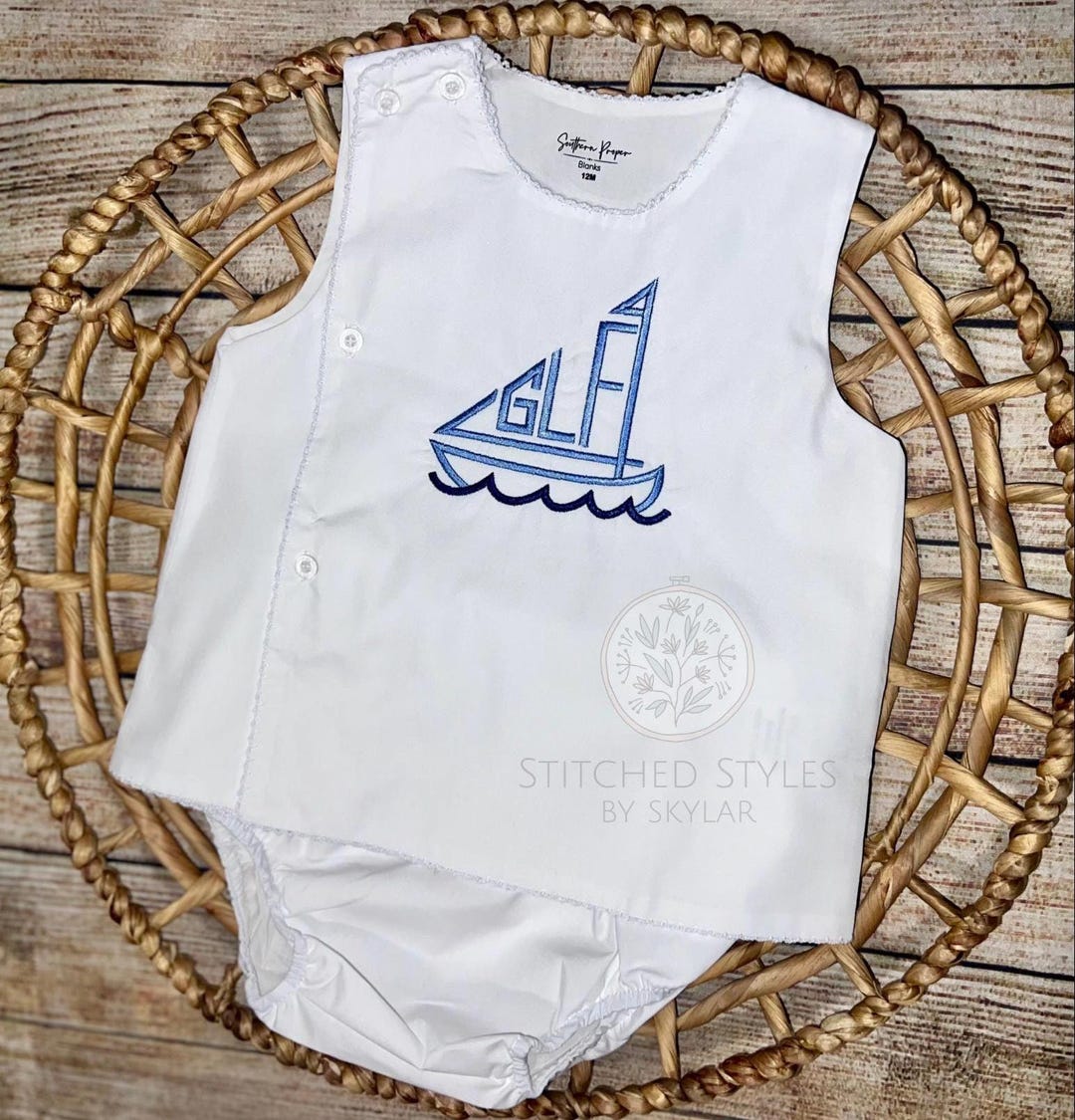 Monogrammed Boat Diaper Set: Embroidered Baby Boy Outfit - Etsy