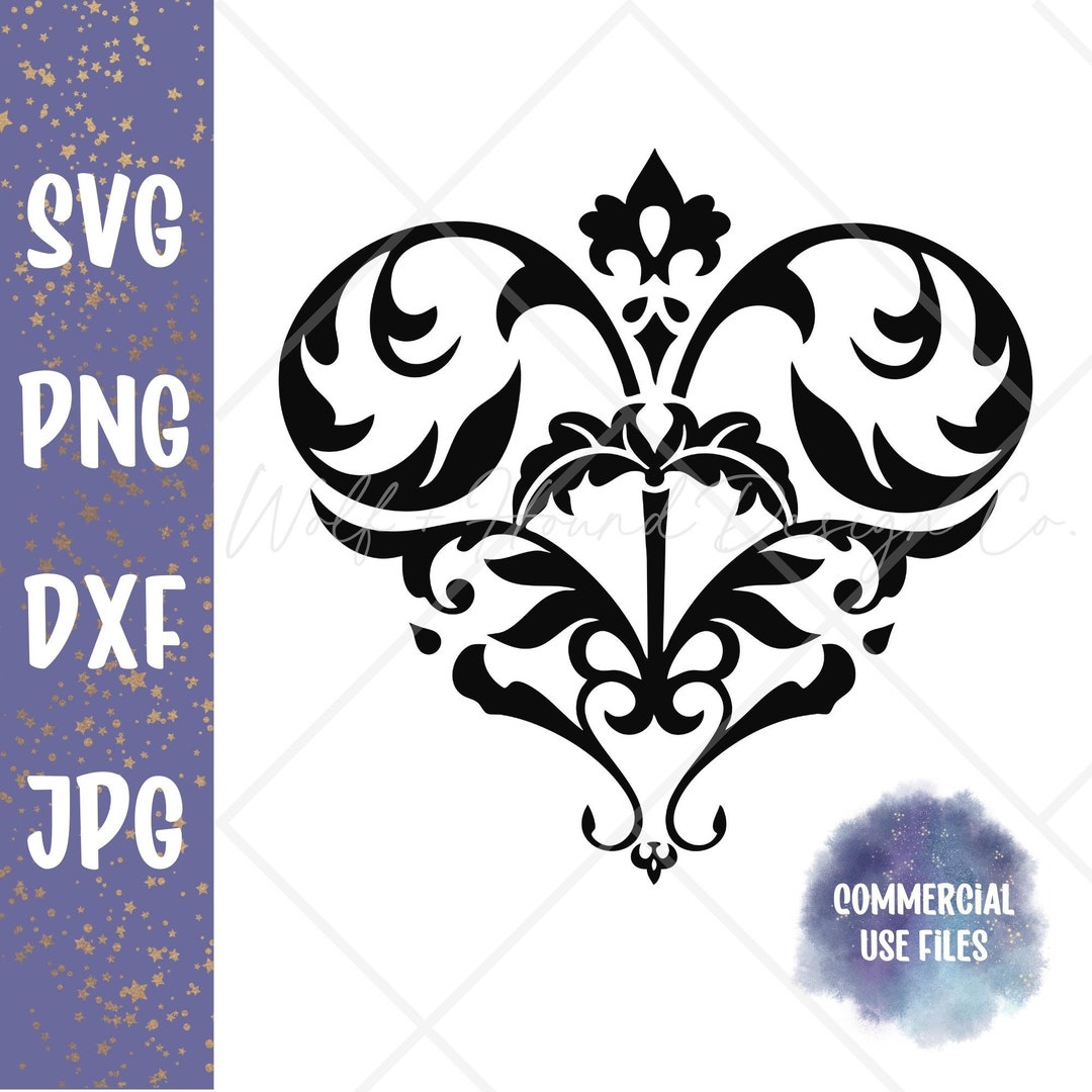 Baroque Leaves Svg Damask Wall Stencil, Victorian Svg, Damask Stencil ...