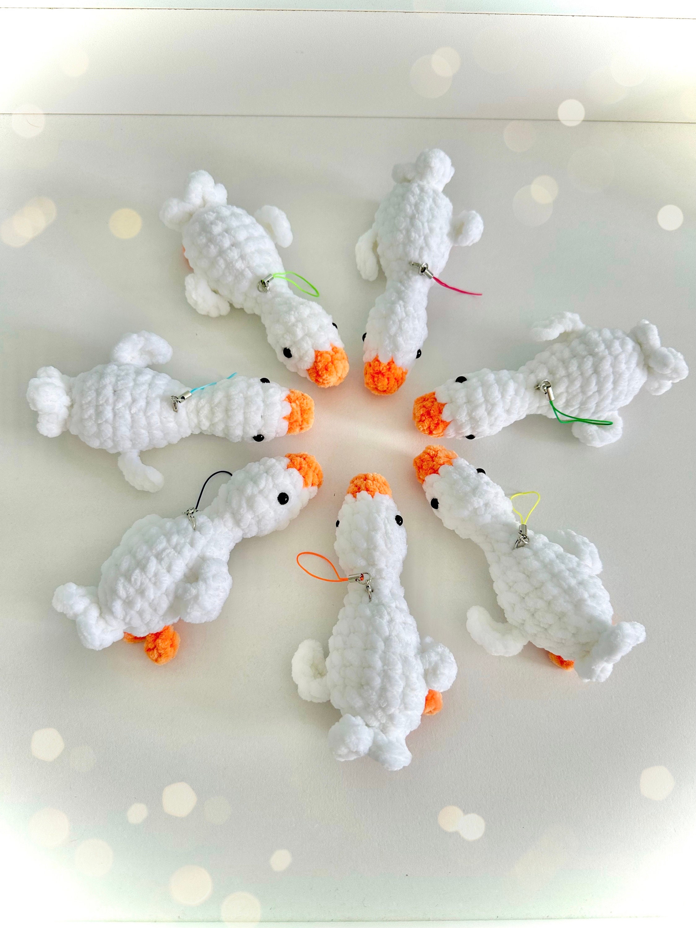 Crochet Mini Goose Keychain, Amigurumi Plush Keychain, Handmade ...