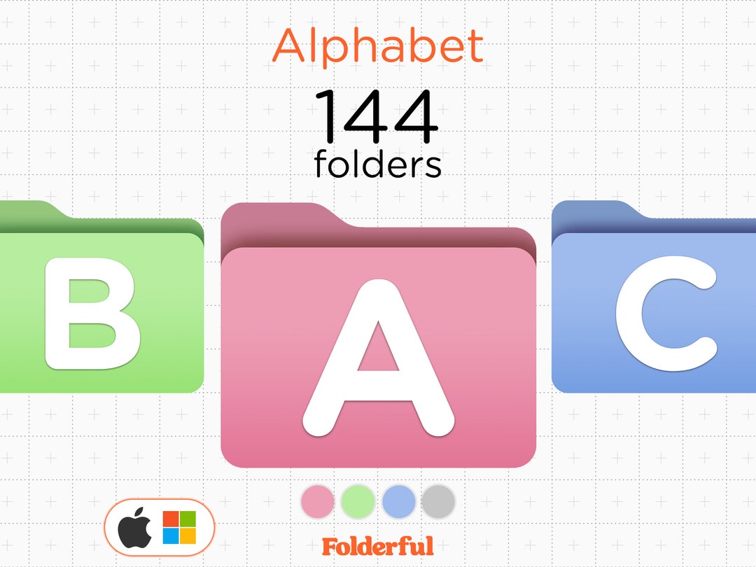 Alphabet and Numbers Folders / Mac Folder Icons, Desktop Icons, Macbook ...