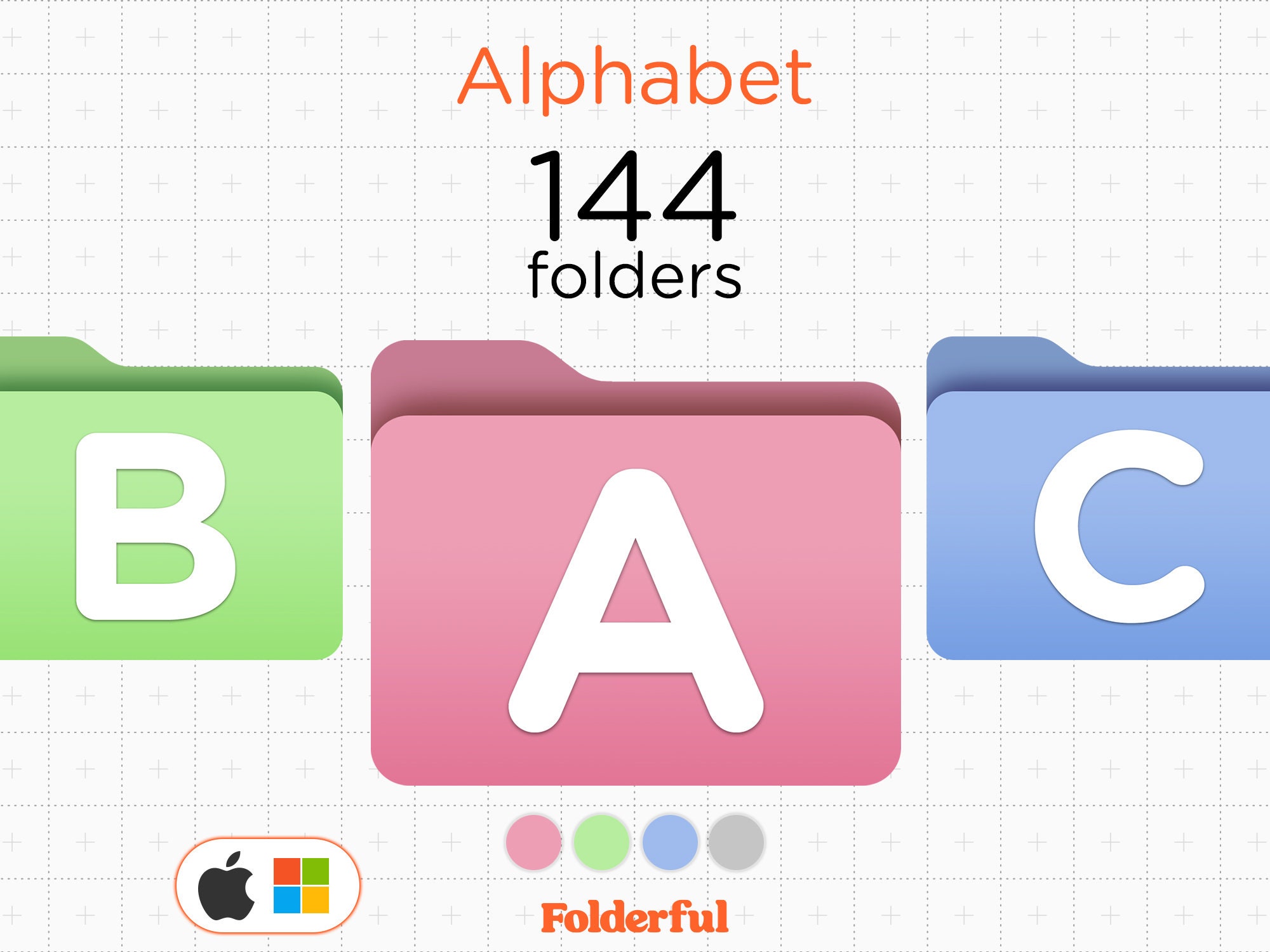 Alphabet and Numbers Folders / Mac Folder Icons, Desktop Icons, Macbook ...