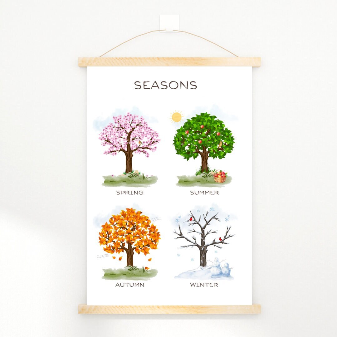 Kids Educational Poster Seasons, Rainbow, Color, Letters, Kids Room ...