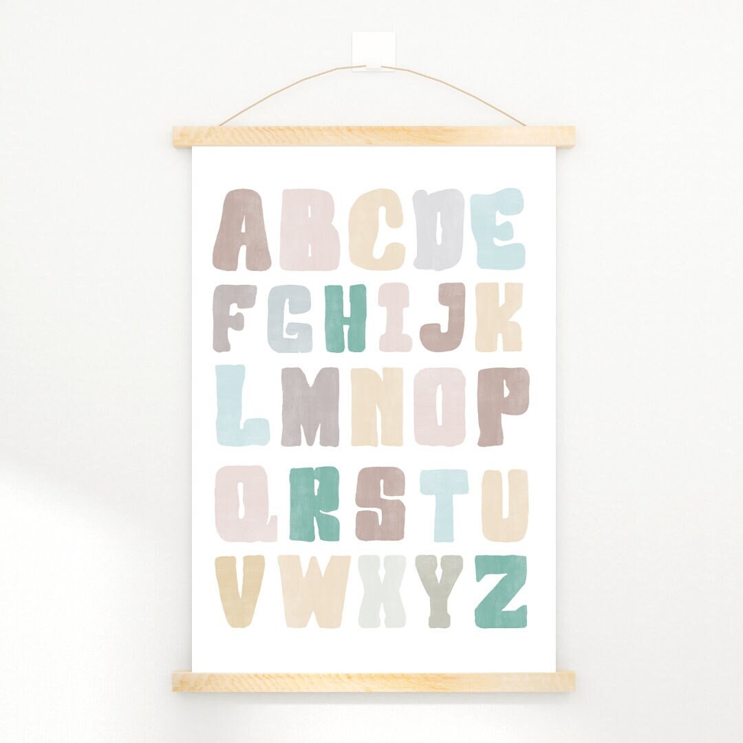 Kids Educational Poster Alphabet, Rainbow, Color, Letters, Kids Room ...