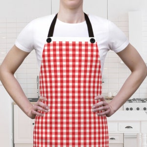 Classic Red Gingham Apron With Detachable Straps, Gift for Cook, Gift ...