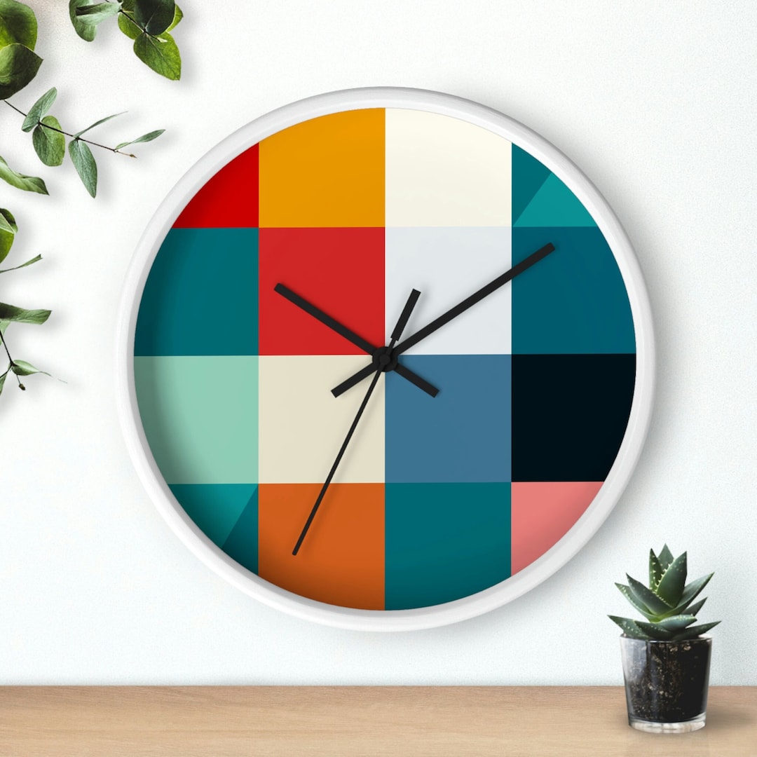 Colorful Squares Wall Clock - A Captivating Statement Piece, Home Decor ...