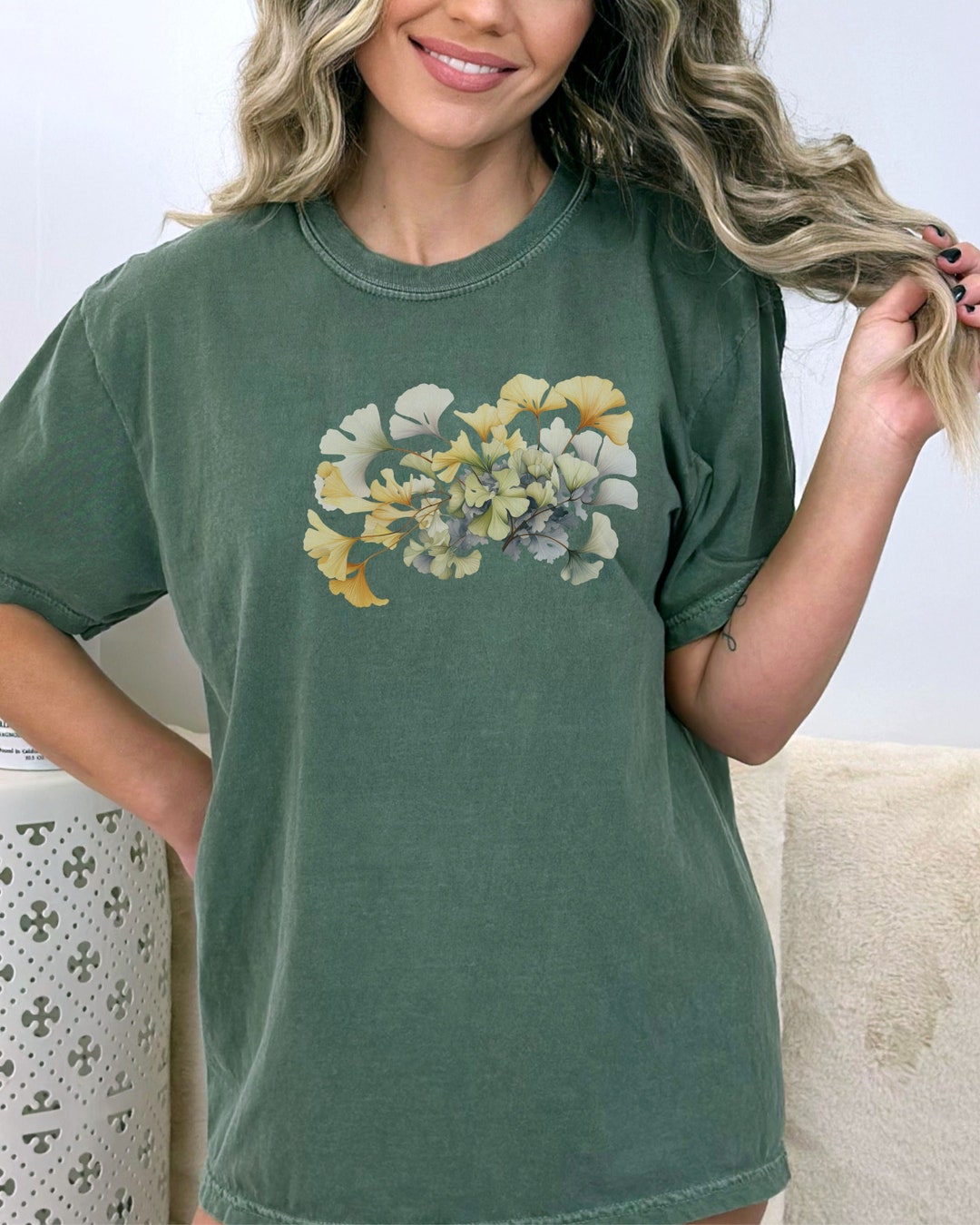 Comfort Colors Ginkgo T-shirt, Bouquet of Gingko Leaves, Gift for Plant ...