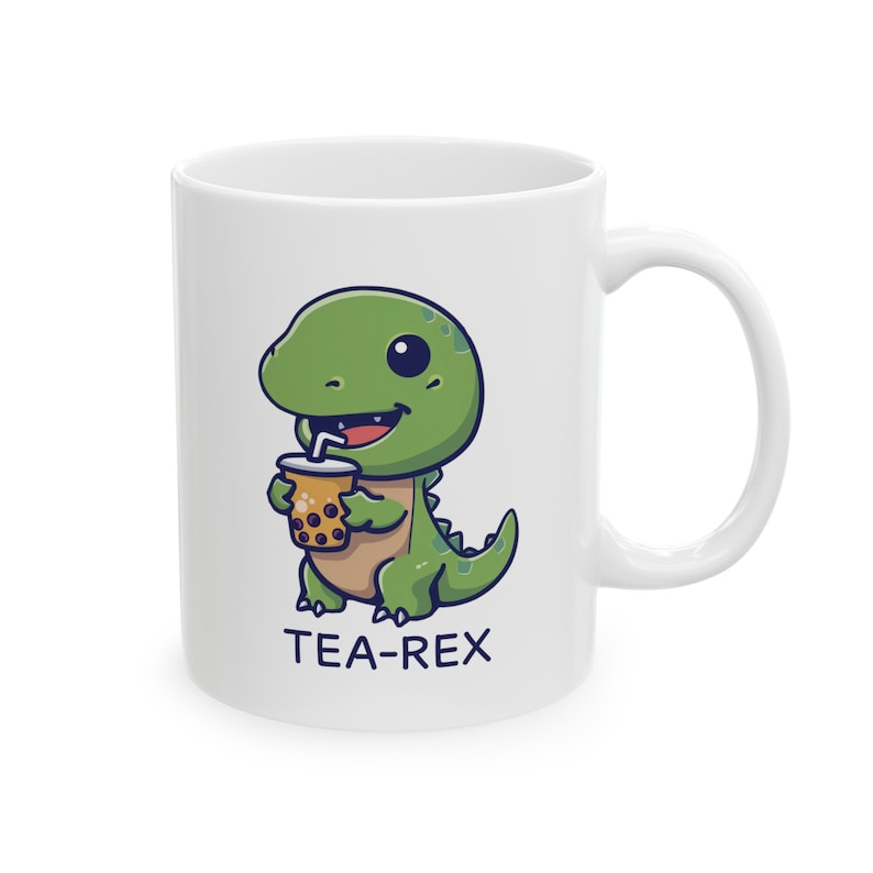 Tea-rex Accent Mug, Cute Dino Milk Tea Cup, Gift for T-rex or Dinosaur ...