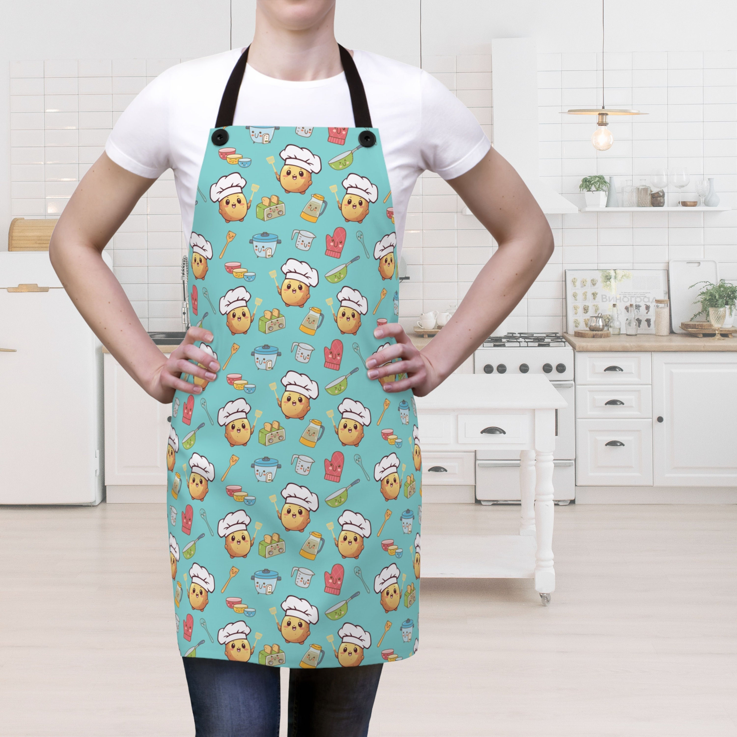 Chef Potato Apron With Detachable Straps, Kawaii Tater Among Smiley ...