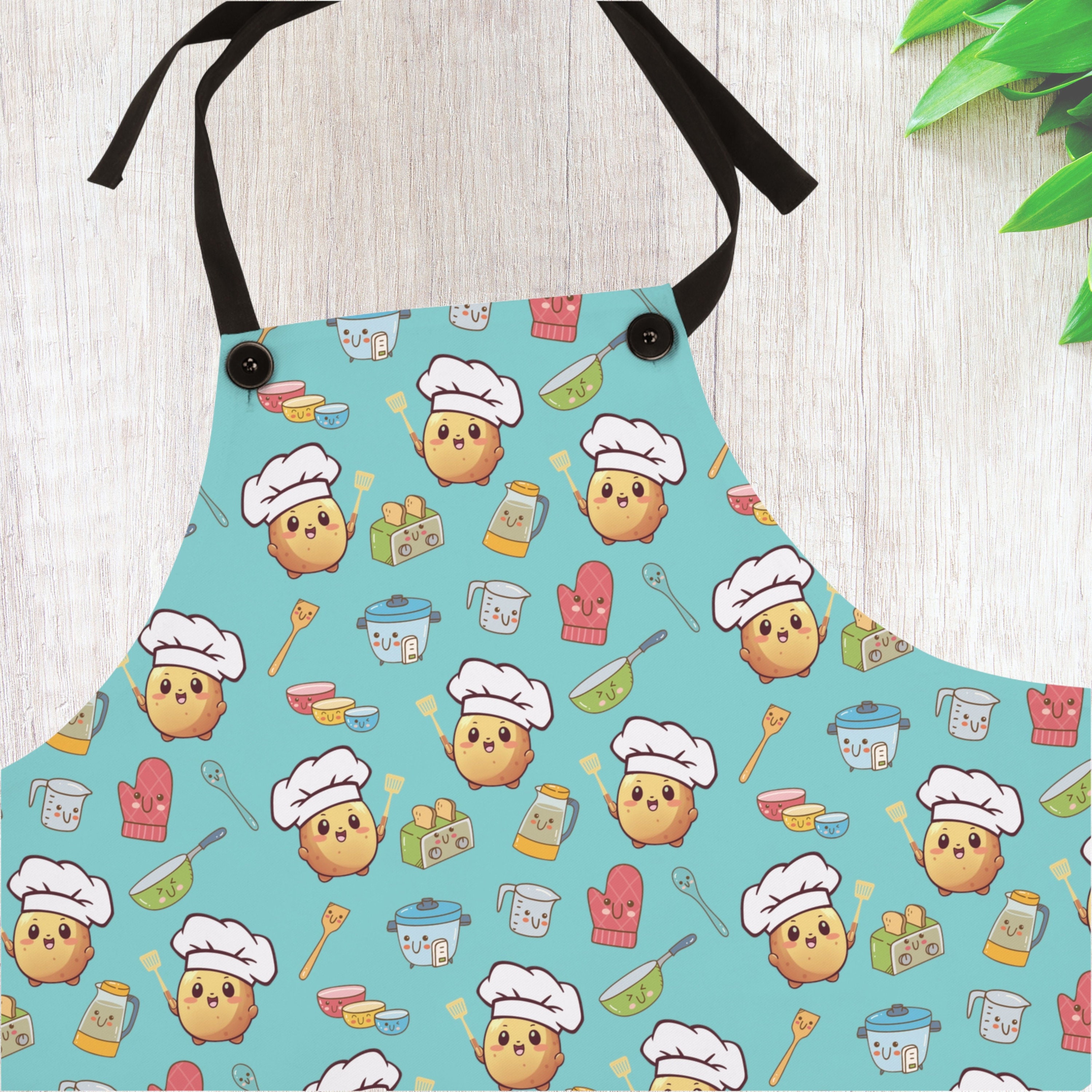 Chef Potato Apron With Detachable Straps, Kawaii Tater Among Smiley ...