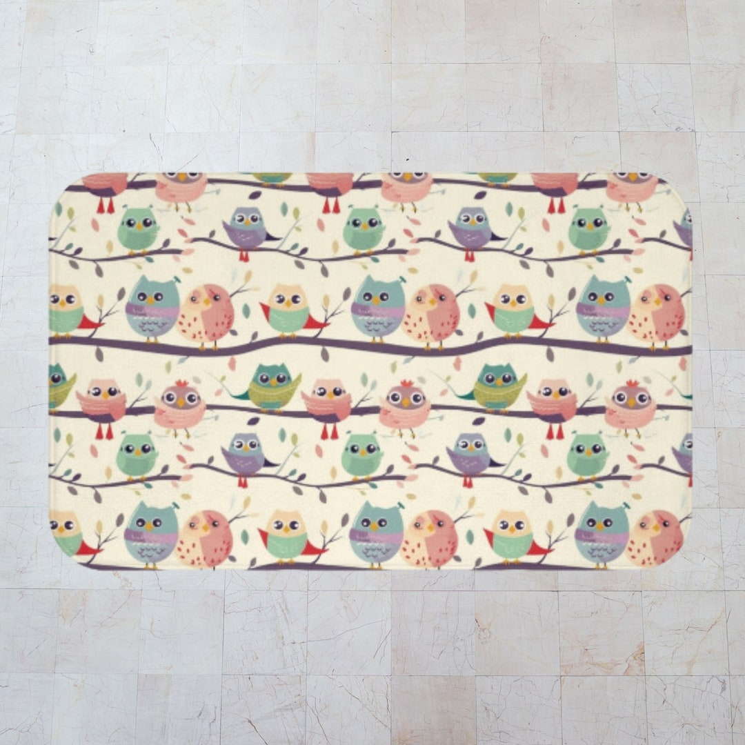 Birds Bath Mat, Bath Accessory, Bath Decor, Birds Perched Bath Mat ...