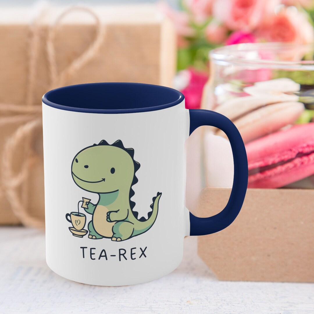 Tea Rex Accent Mug Ceramic 11oz, Cute Dinosaur Tea Time Coffee Cup, an ...