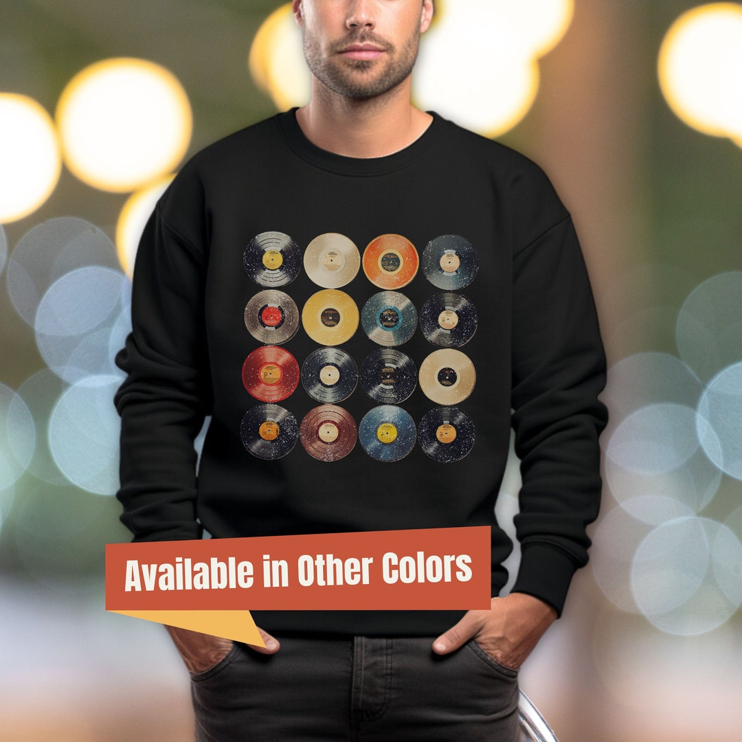 Unisex Vinyl Records Sweatshirt or T-shirt With Retro Distressed ...