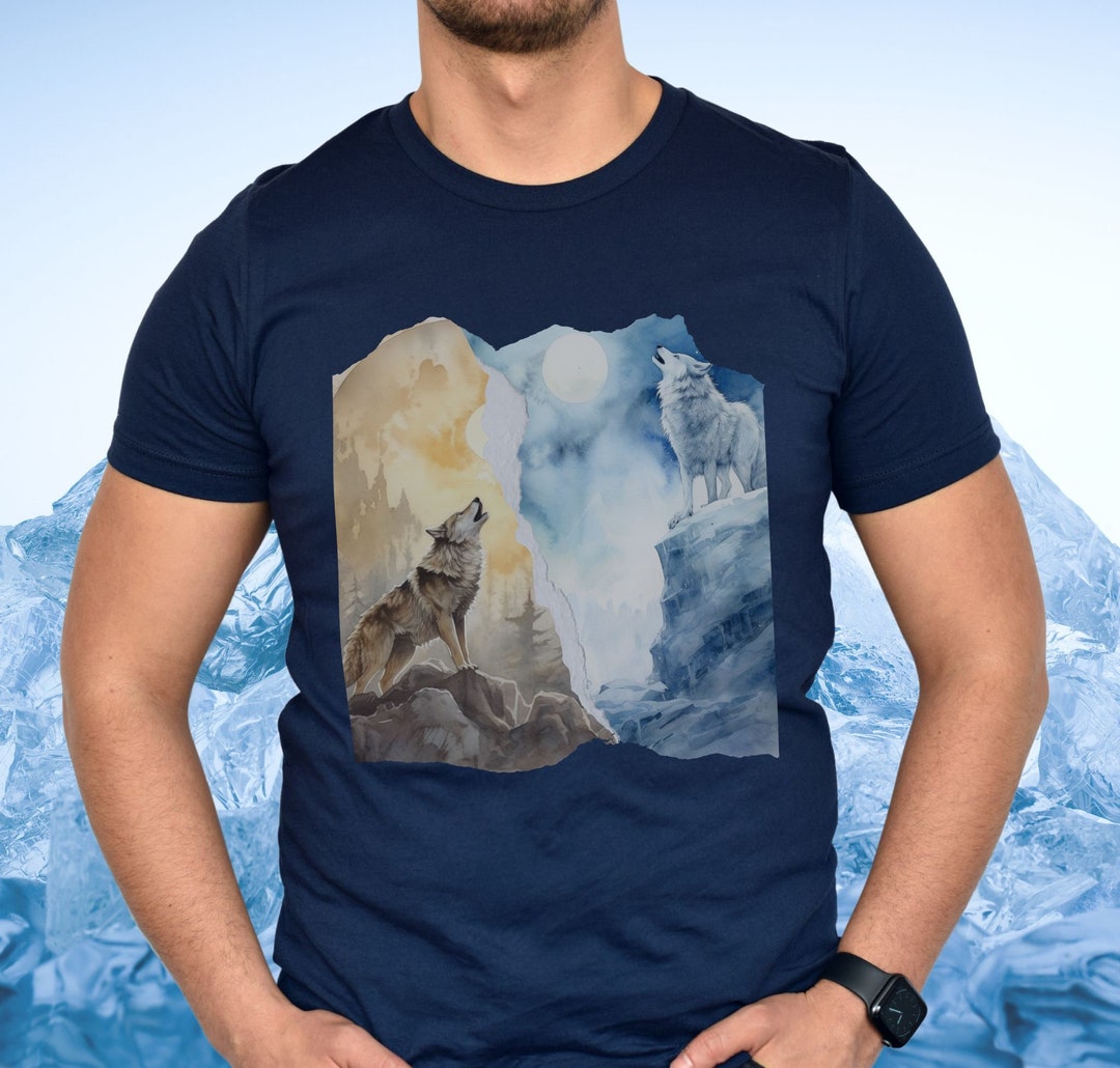 Unisex Howling Wolf Shirt, Two Wolves Howling at the Moon in Sepia and ...