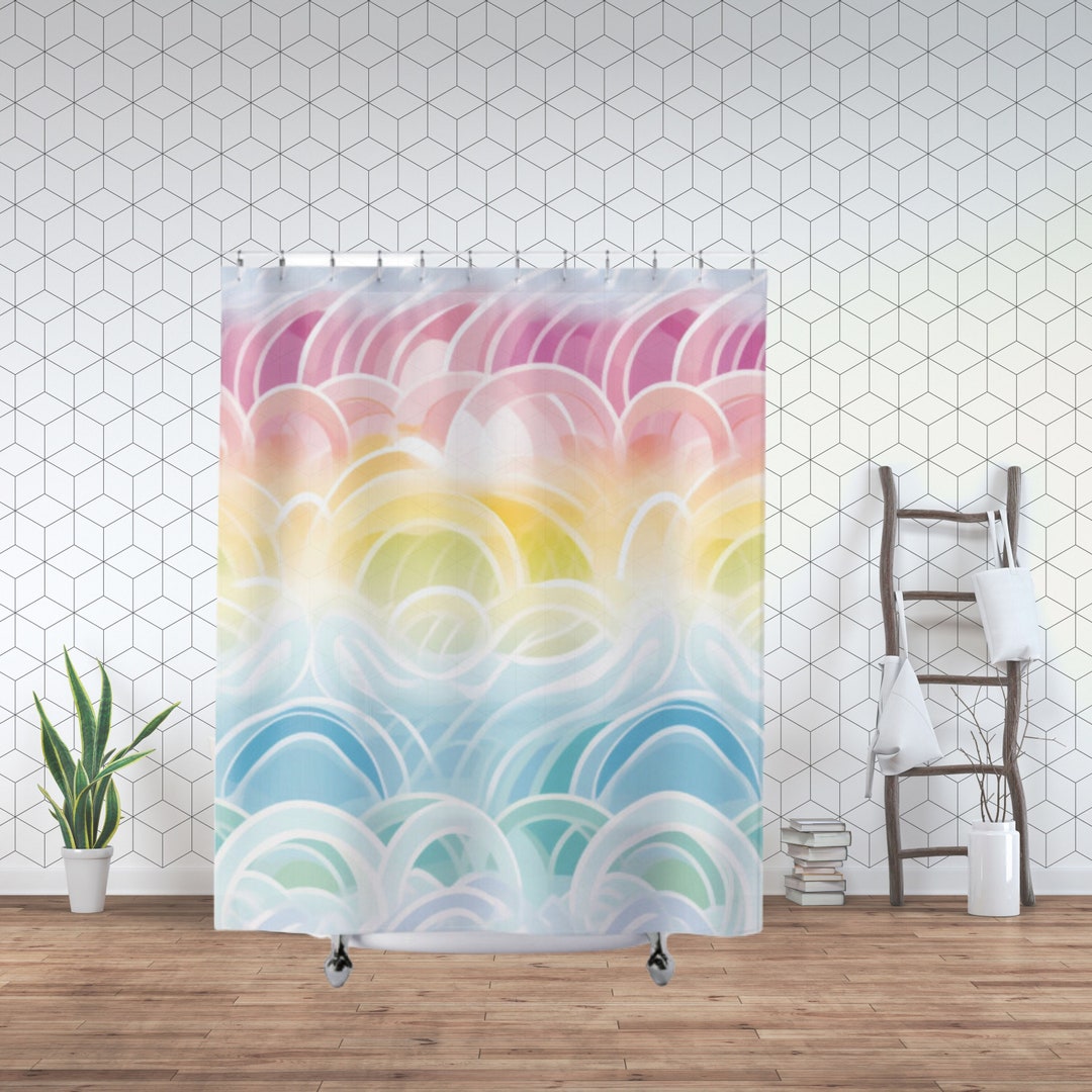 Pastel Rainbow Shower Curtain, Housewarming Gift, Gift for New ...