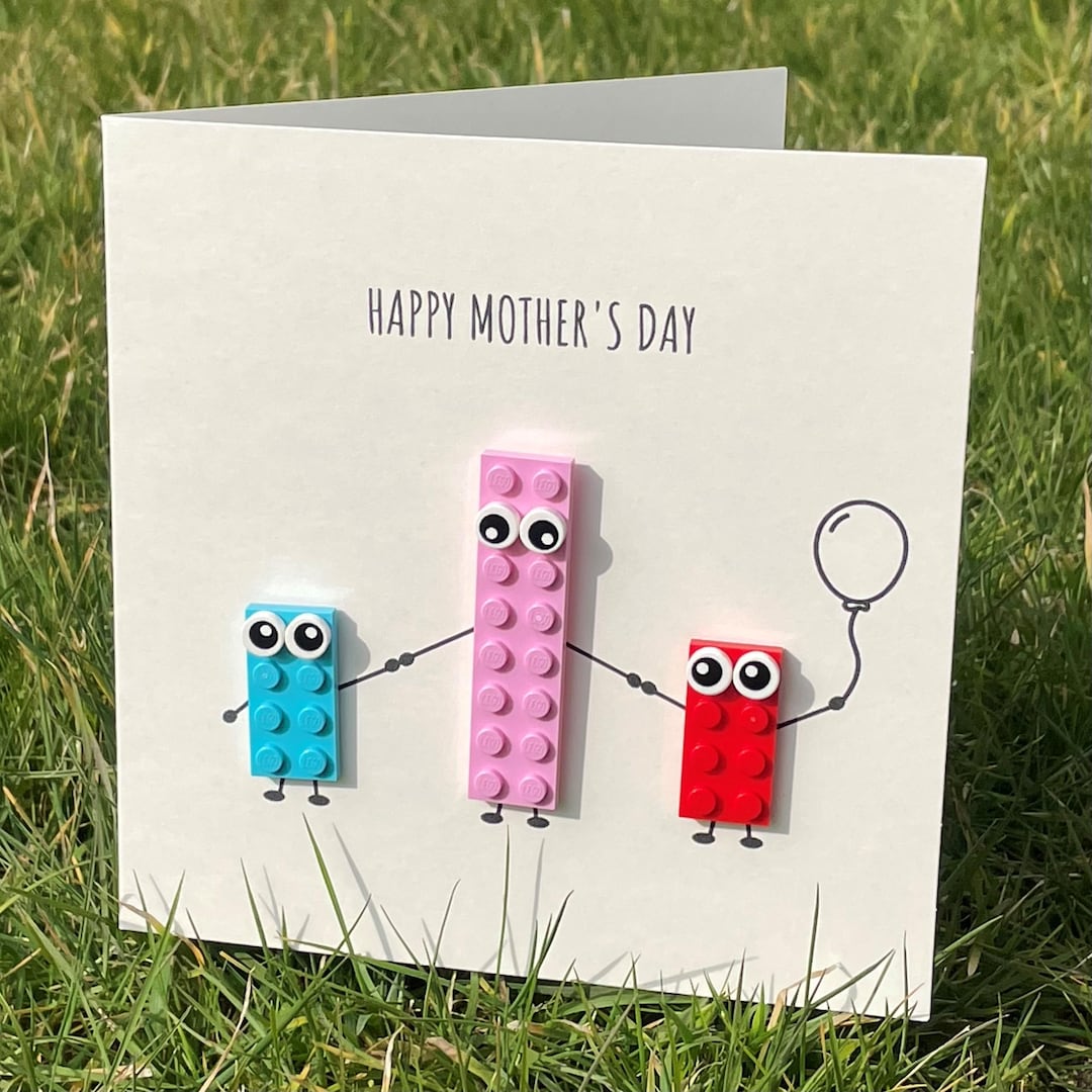 Mother's Day Card Featuring Genuine LEGO Pieces (2 Children), LEGO Card ...