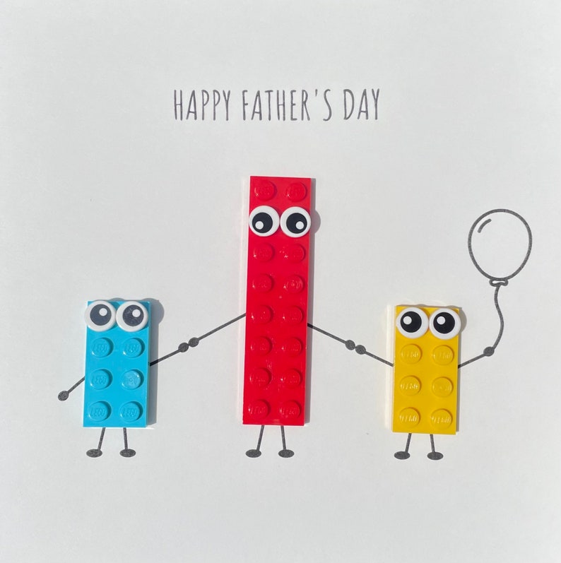 Father's Day Card Featuring Genuine LEGO Pieces (2 Children), LEGO Card ...