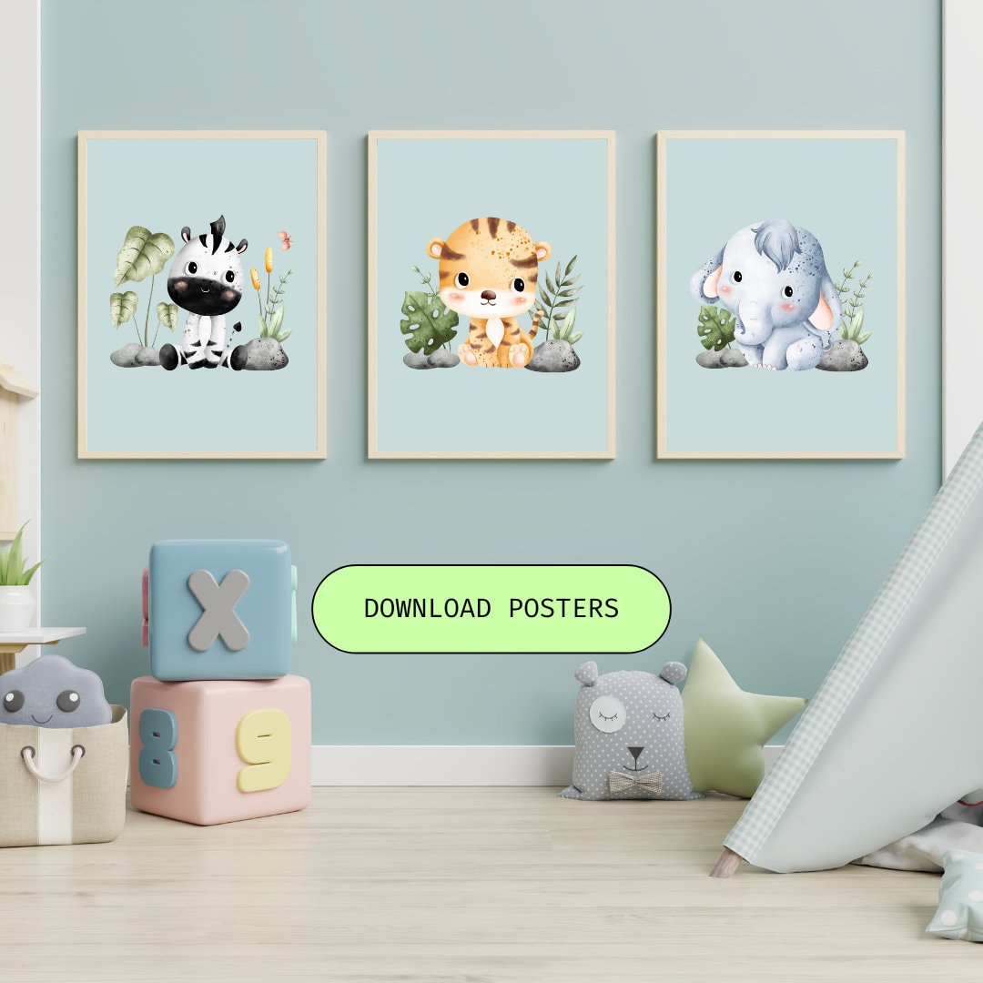 Animal Posters for Children's Rooms 5 Animal Posters for Download PDF ...