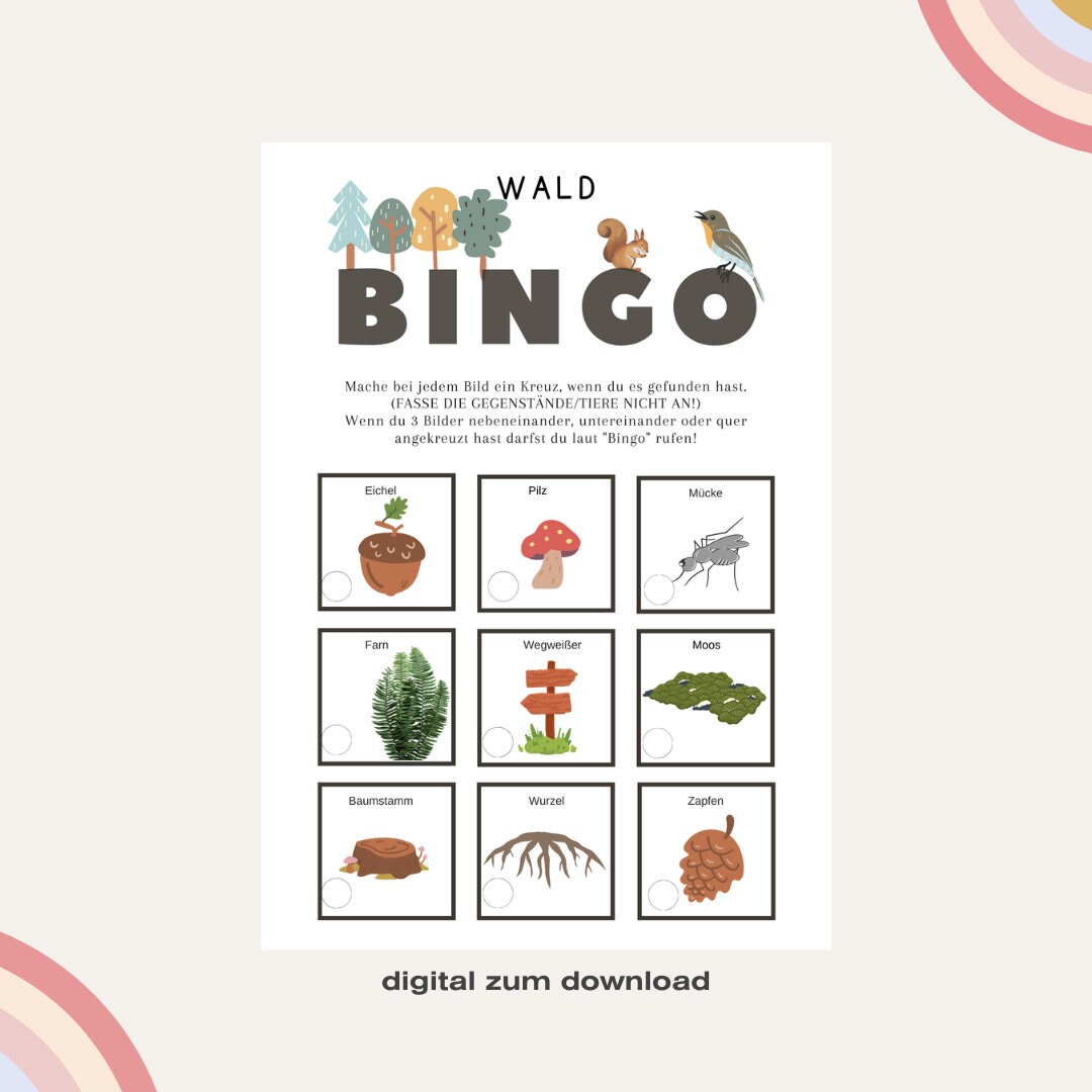 Nature Bingo / Treasure Hunt in Nature / Children's Activities in ...