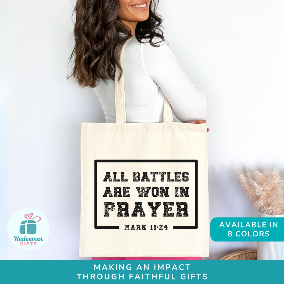 Uplifting Scripture Christian Tote Bag, Motivational Bible Verse Canvas ...