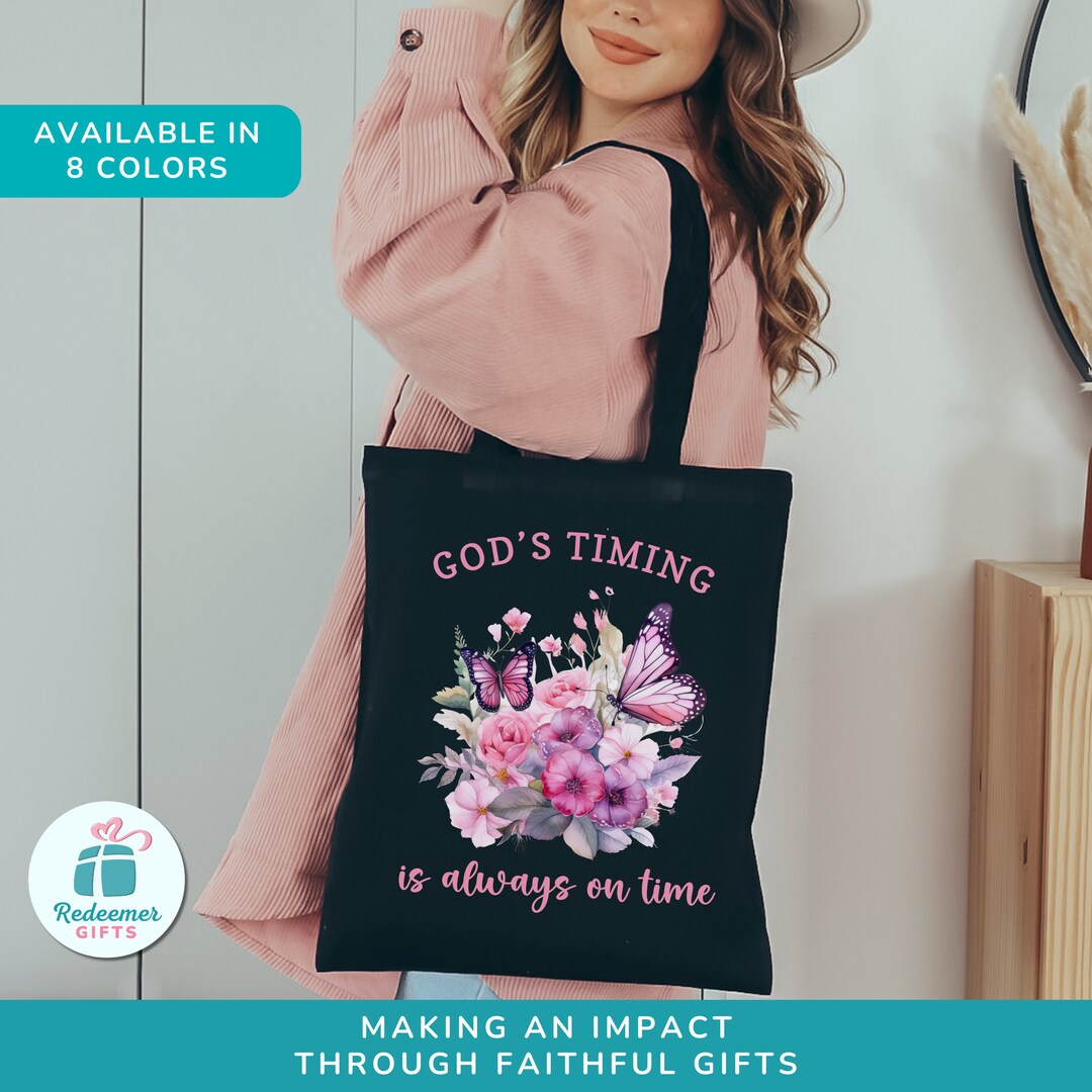 Floral Christian Tote Bag, Cute Campus Bag, Faith Based Bags ...
