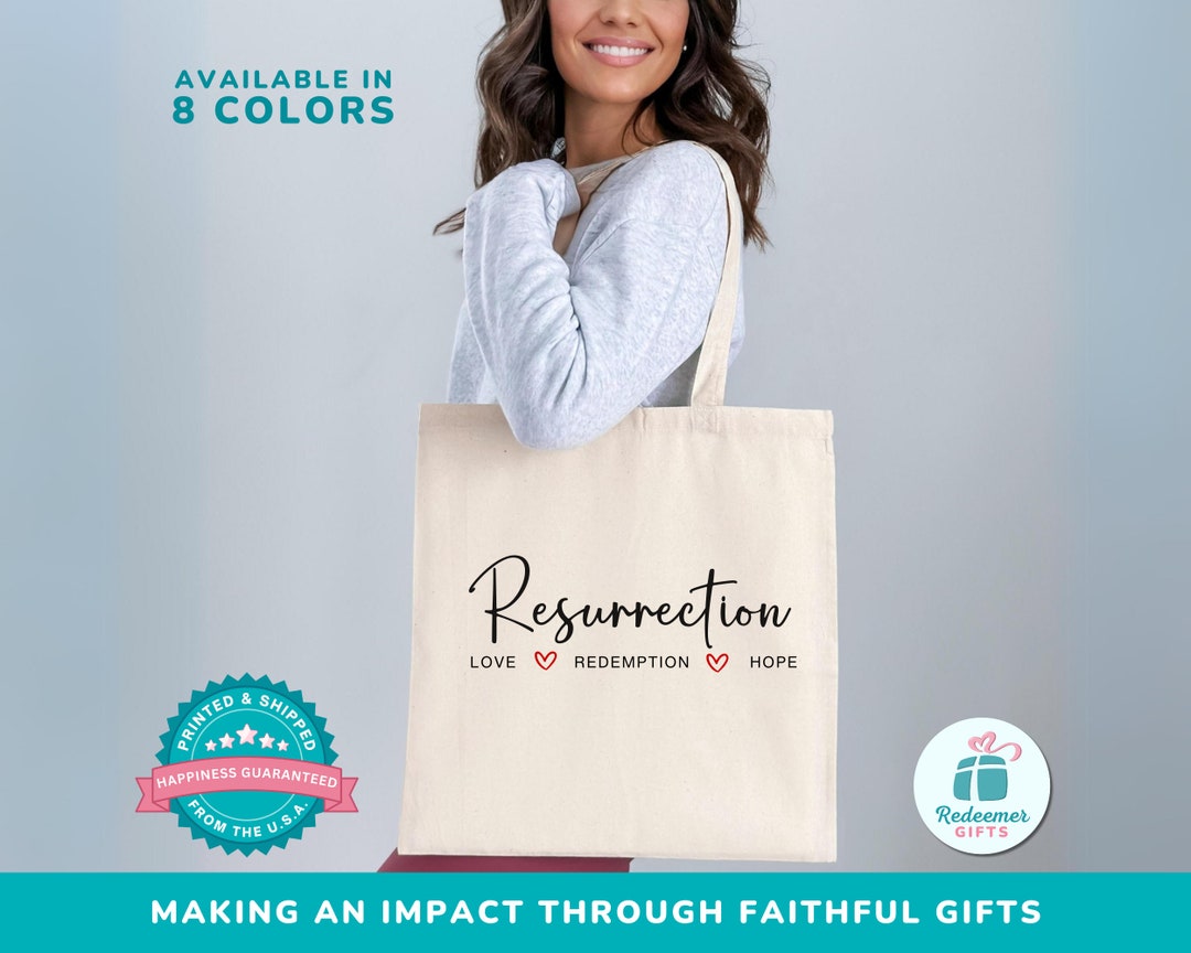 Easter Christian Tote Bag, Bible Verse Canvas Bag, Resurrection Grocery ...