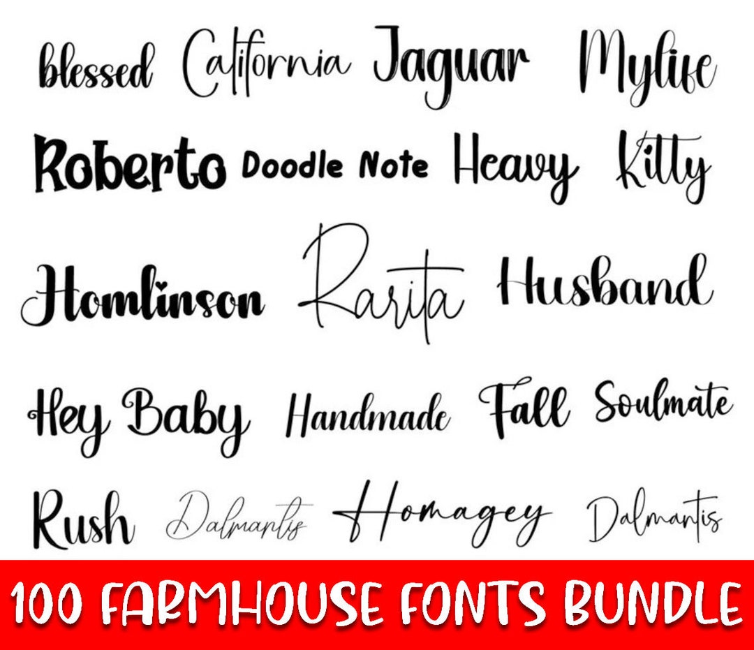 100 Cursive Font Bundle Farmhouse Font Bundle Script Font - Etsy