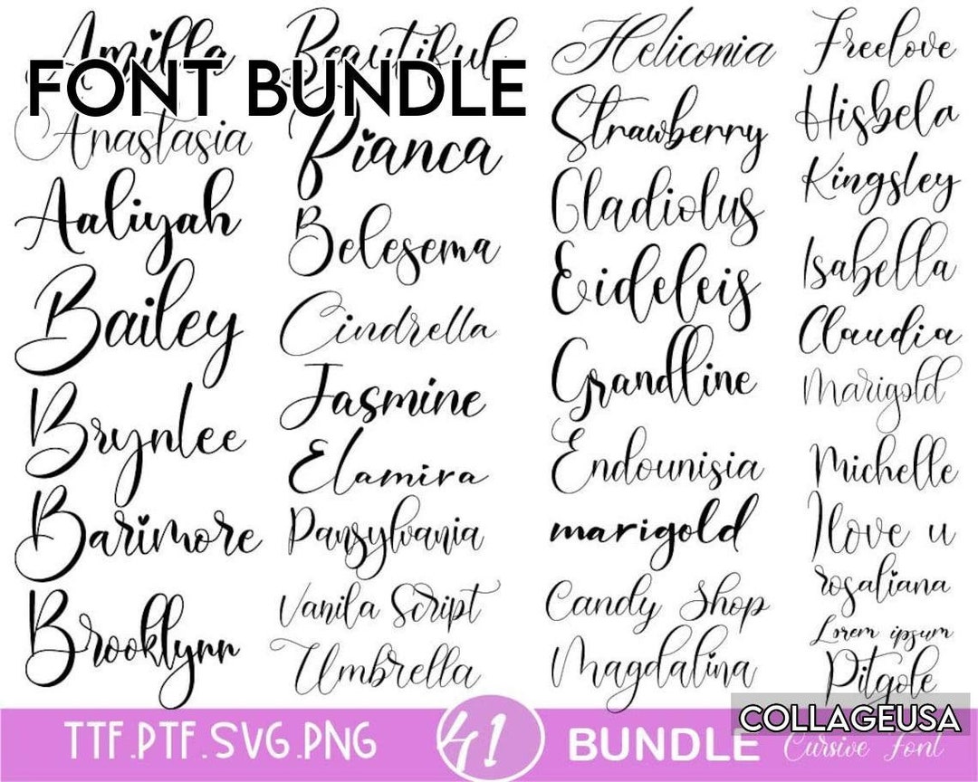 41 Fonts Bundle Handwritten Font Svg Fonts for Cricut - Etsy