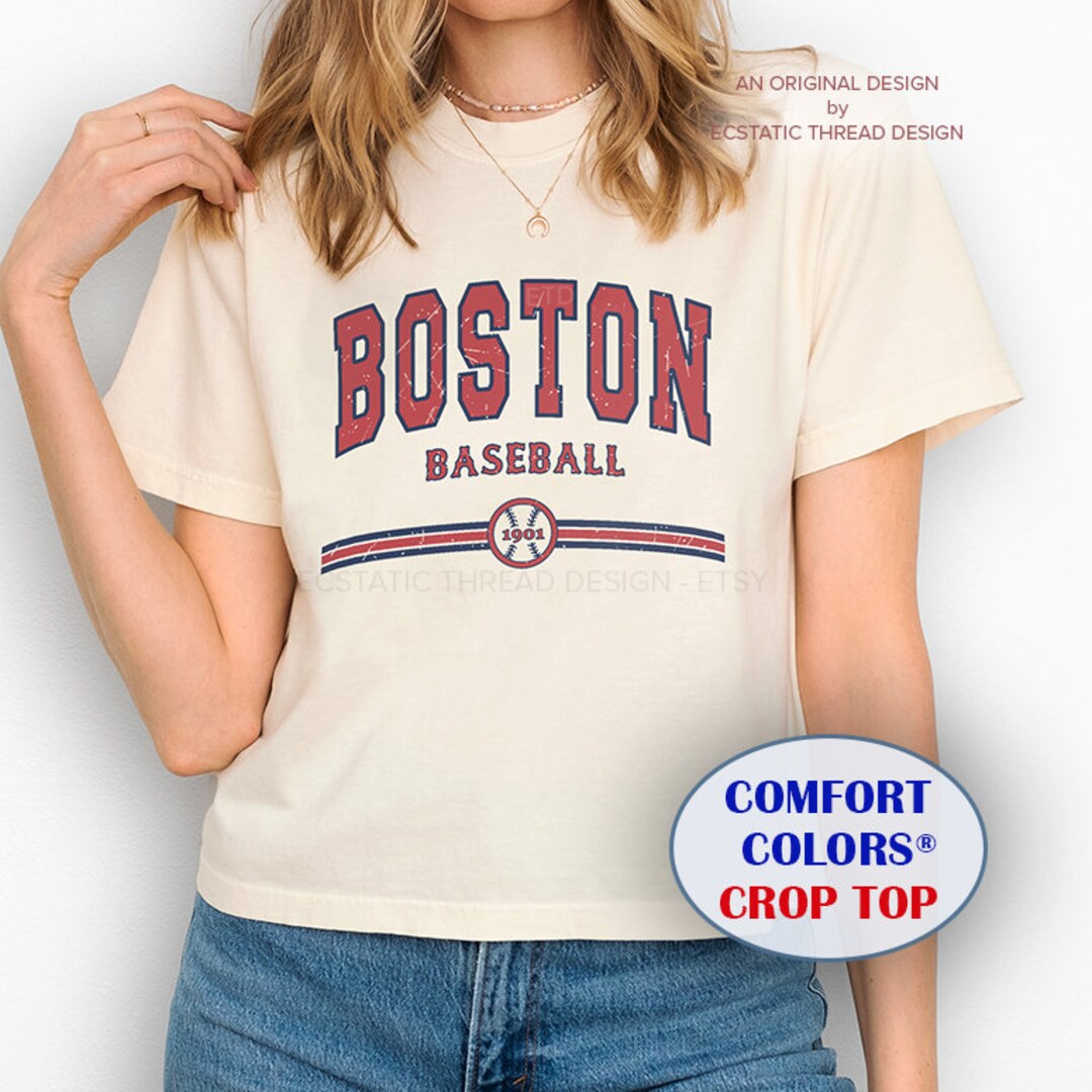 Boston Baseball Crop Top, Vintage Boston Baseball Shirt, Baseball ...