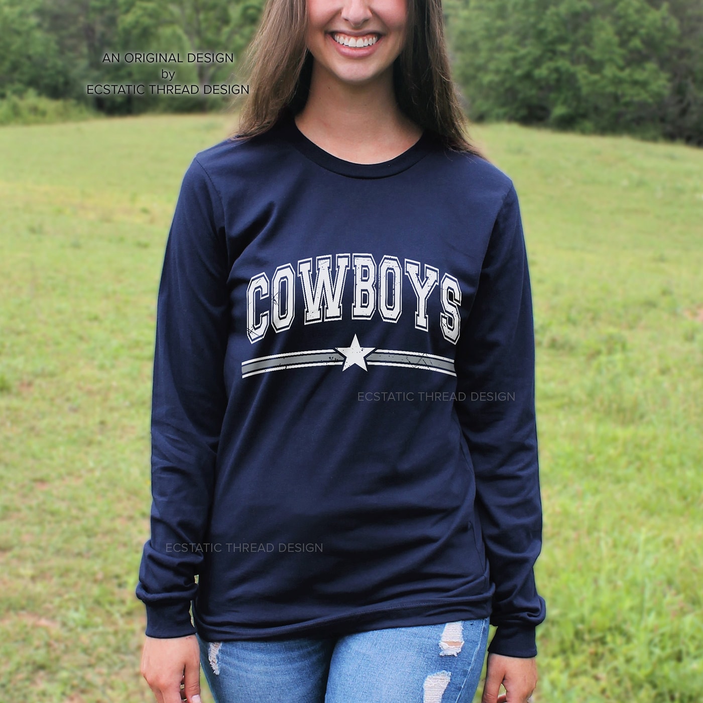 Original Vintage Cowboys Long Sleeve Shirt, Distressed Cowboys Shirt ...